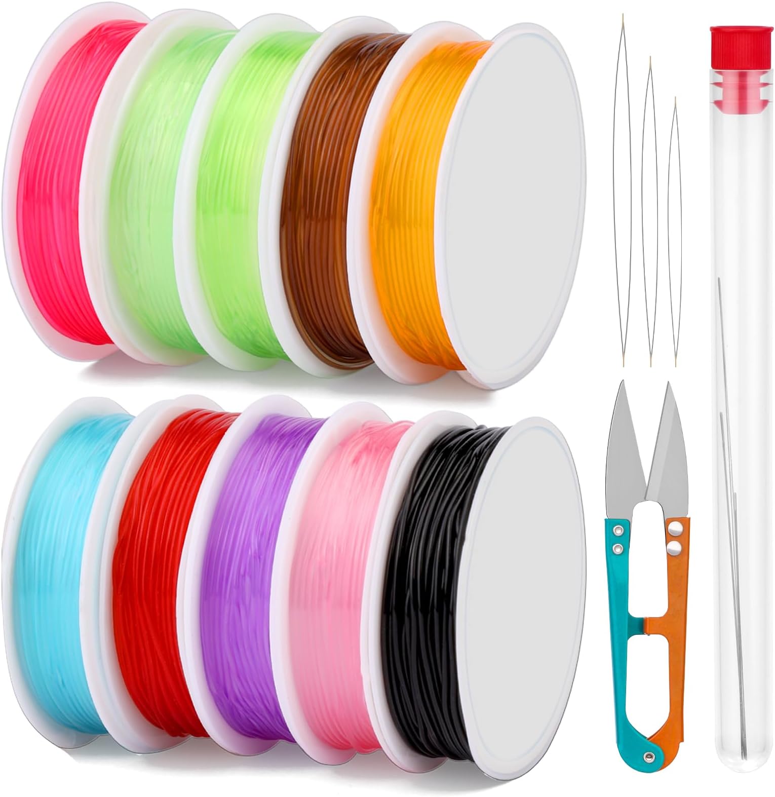 Amazon.com: 10 Roll Elastic String for Bracelet, 10 Color 1.0mm String ...