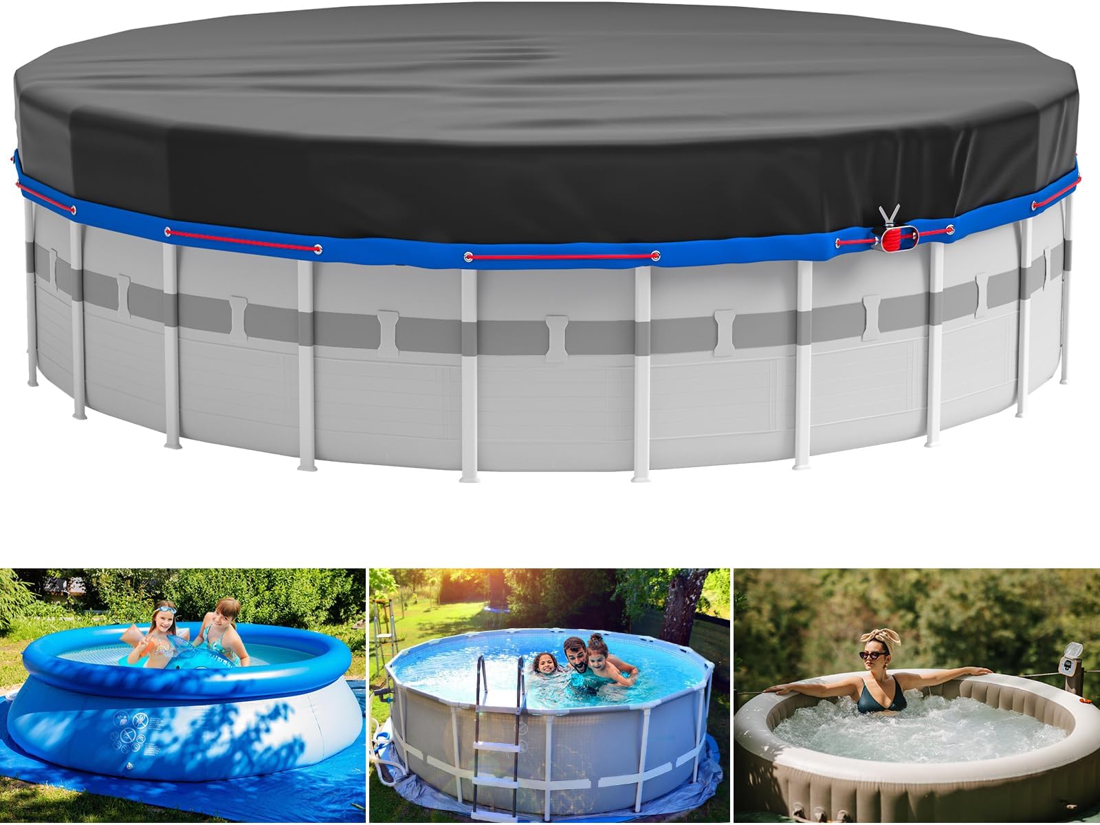 Amazon.com : iBirdie Outdoor above Ground Pool Cover for Round 9 10 ...