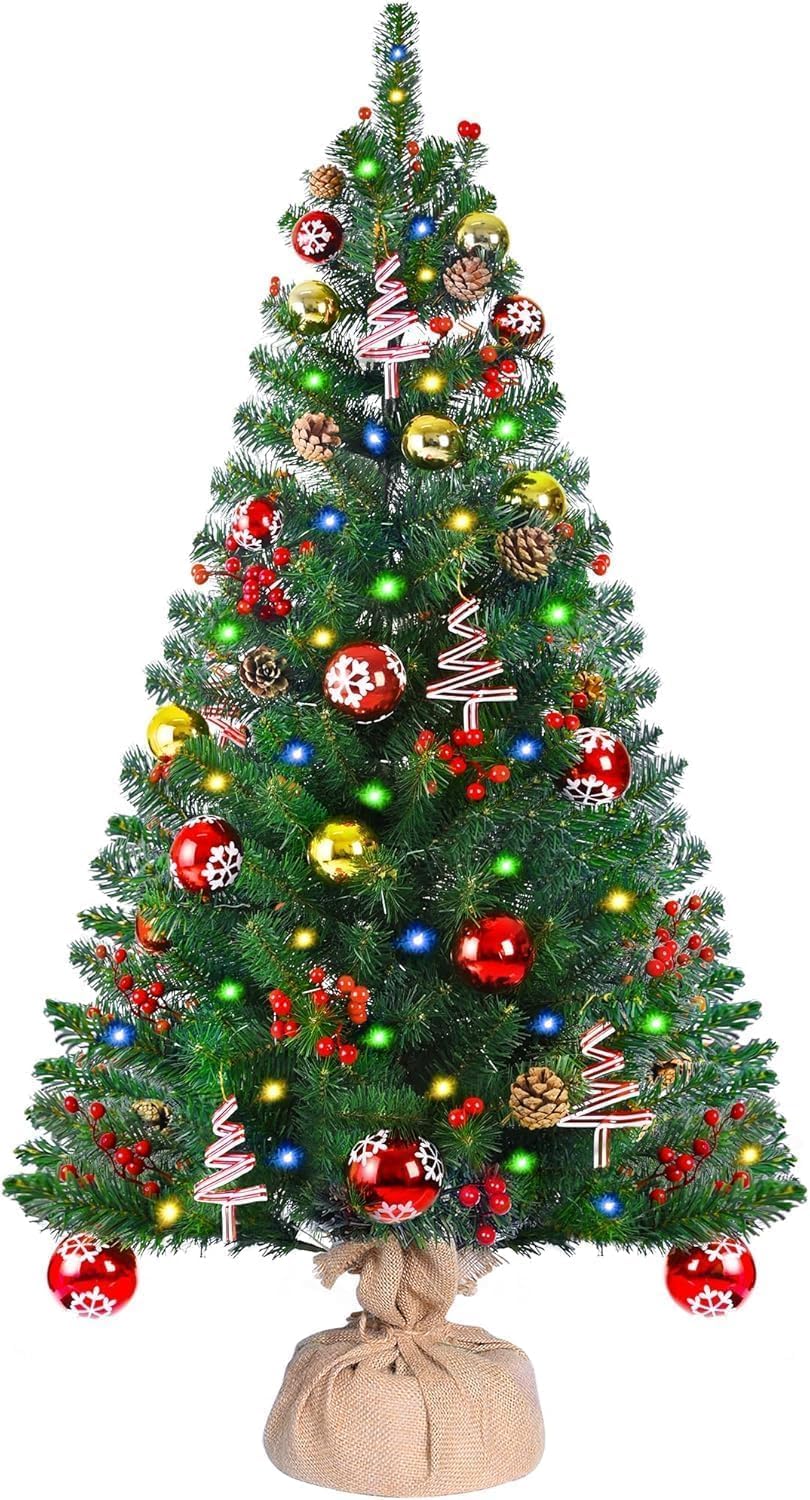 Amazon.com: 4ft Pre-lit Artificial Christmas Tree with 100 LED Lights ...