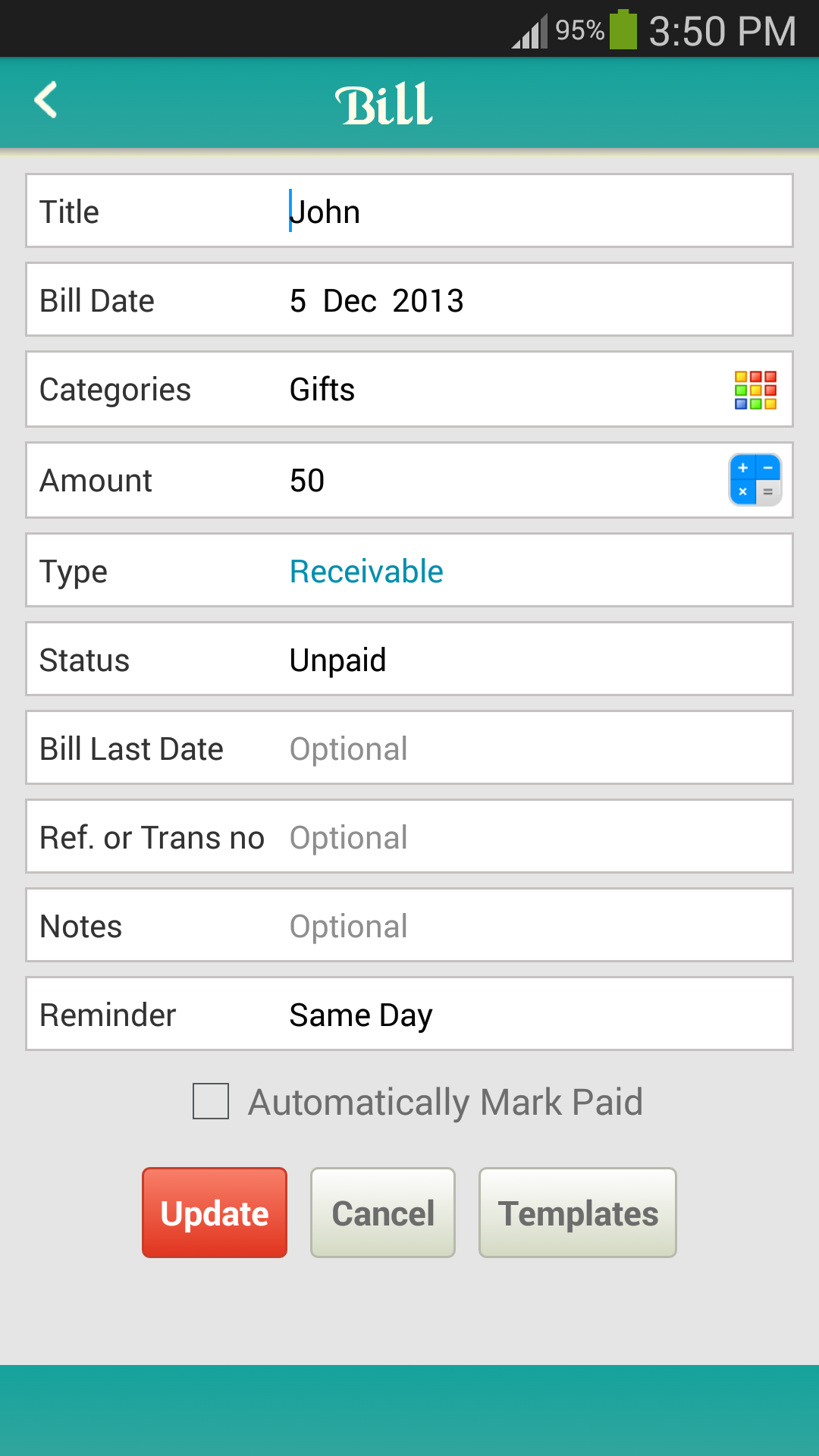 Bills Tracker Free - App on Amazon Appstore