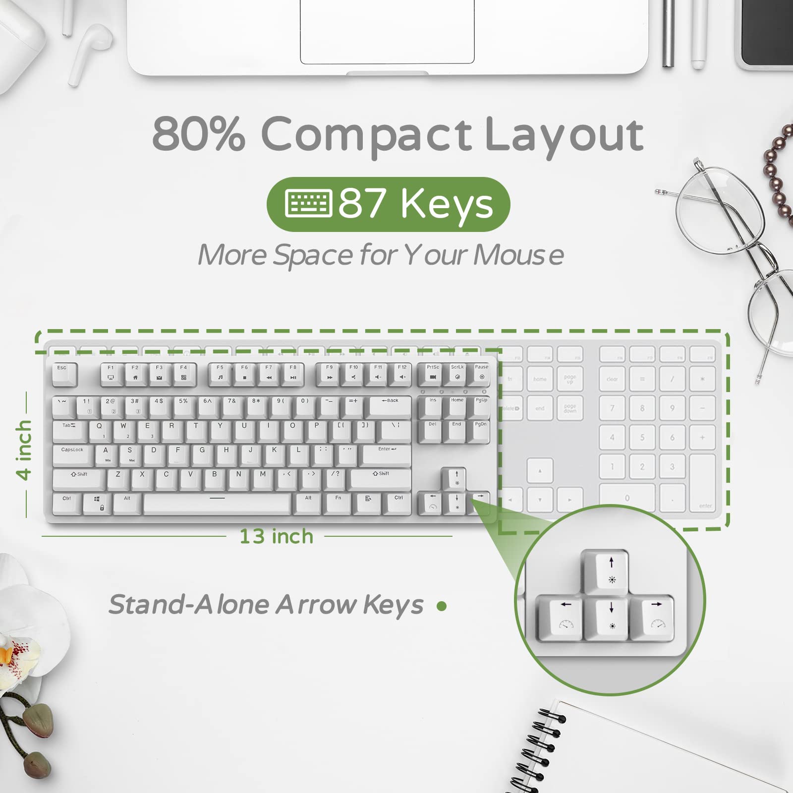 Buy RK ROYAL KLUDGE RK87 80% Mechanical Keyboard with USB Hub, 2.4G/BT5 ...