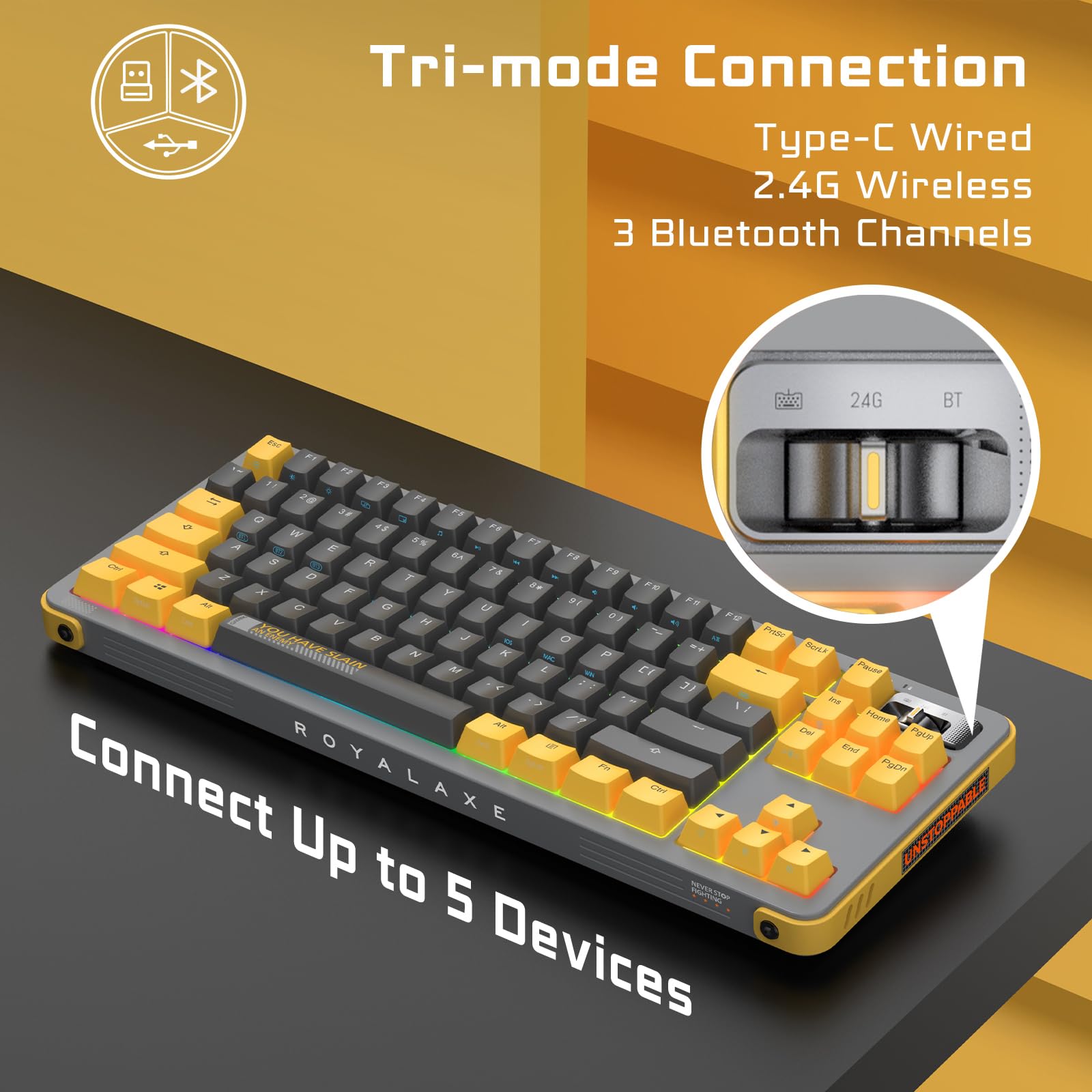 Snapklik.com : ROYALAXE Y98 Wireless RGB Mechanical Gaming Keyboard ...