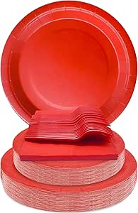 Amazon.com: WYQJHKV Red Party Supplies Set Include Red Paper Plates and ...