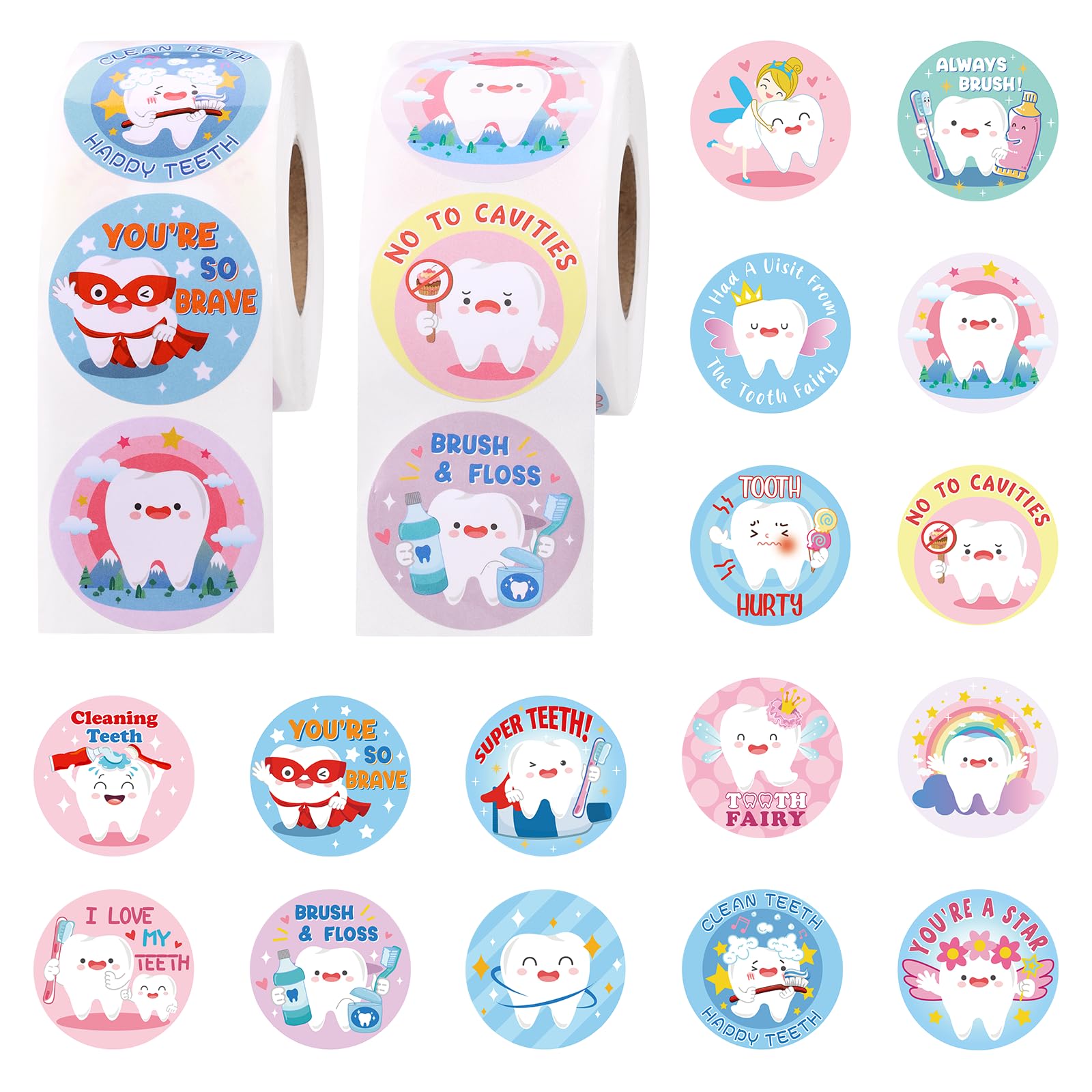 Amazon.com: 1000 PCS Tooth Shaped Roll Stickers,Tooth Shaped Dental ...