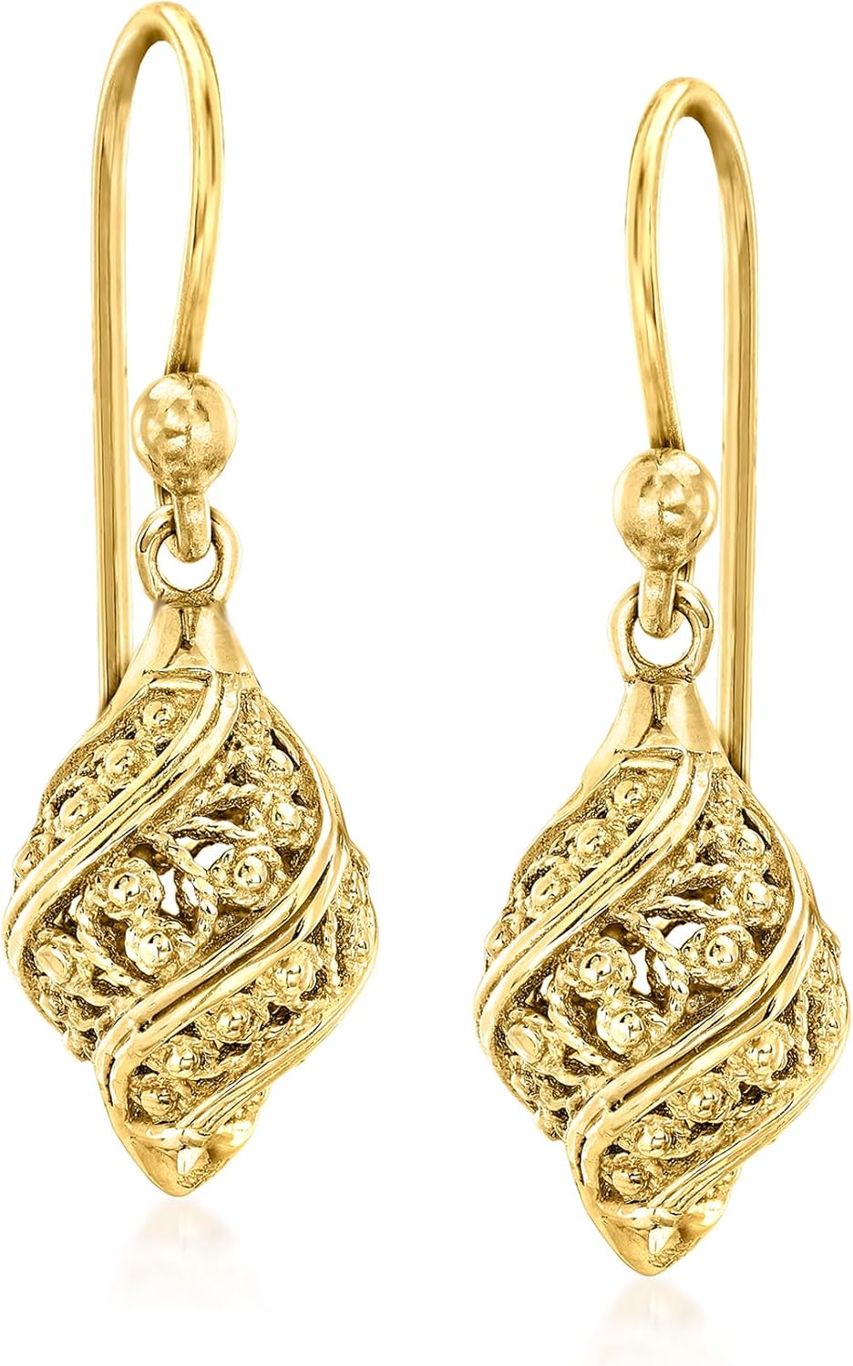 Amazon.com: Ross-Simons 18kt Gold Over Sterling Filigree Drop Earrings ...