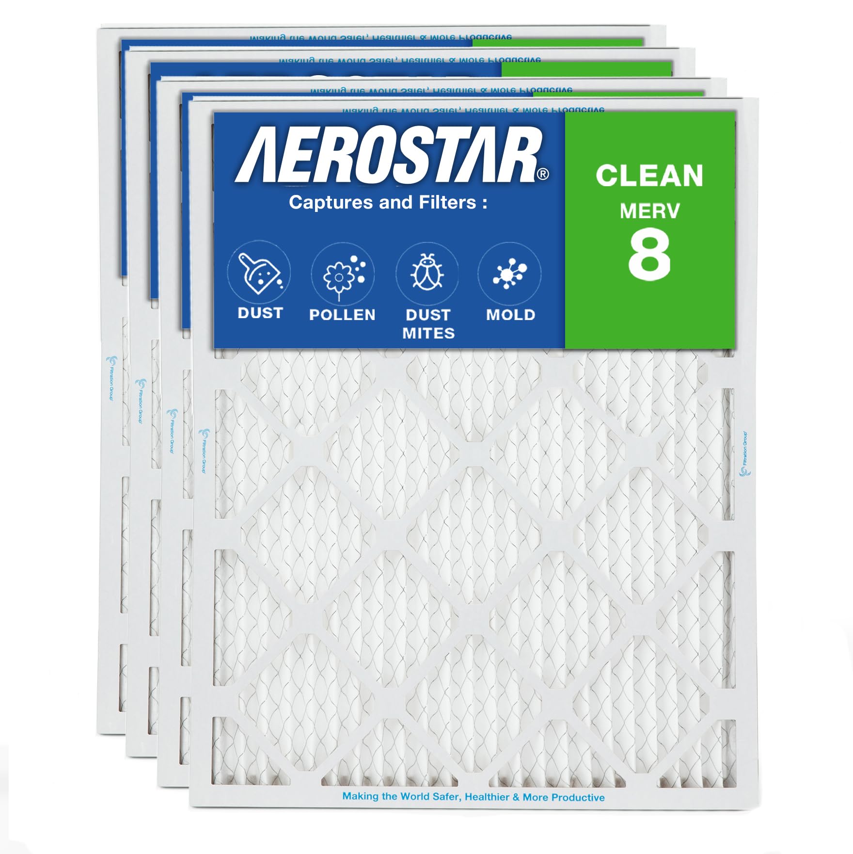 Aerostar 16 1/2x21 1/2x1 MERV 8 Pleated Air Filter, AC Furnace Air ...