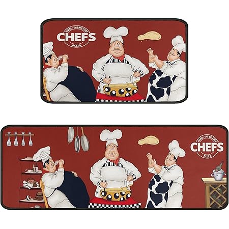 Amazon.com: Ksoemar Fat Chef Rugs Kitchen Mats for Floor 2 Piece, Anti ...