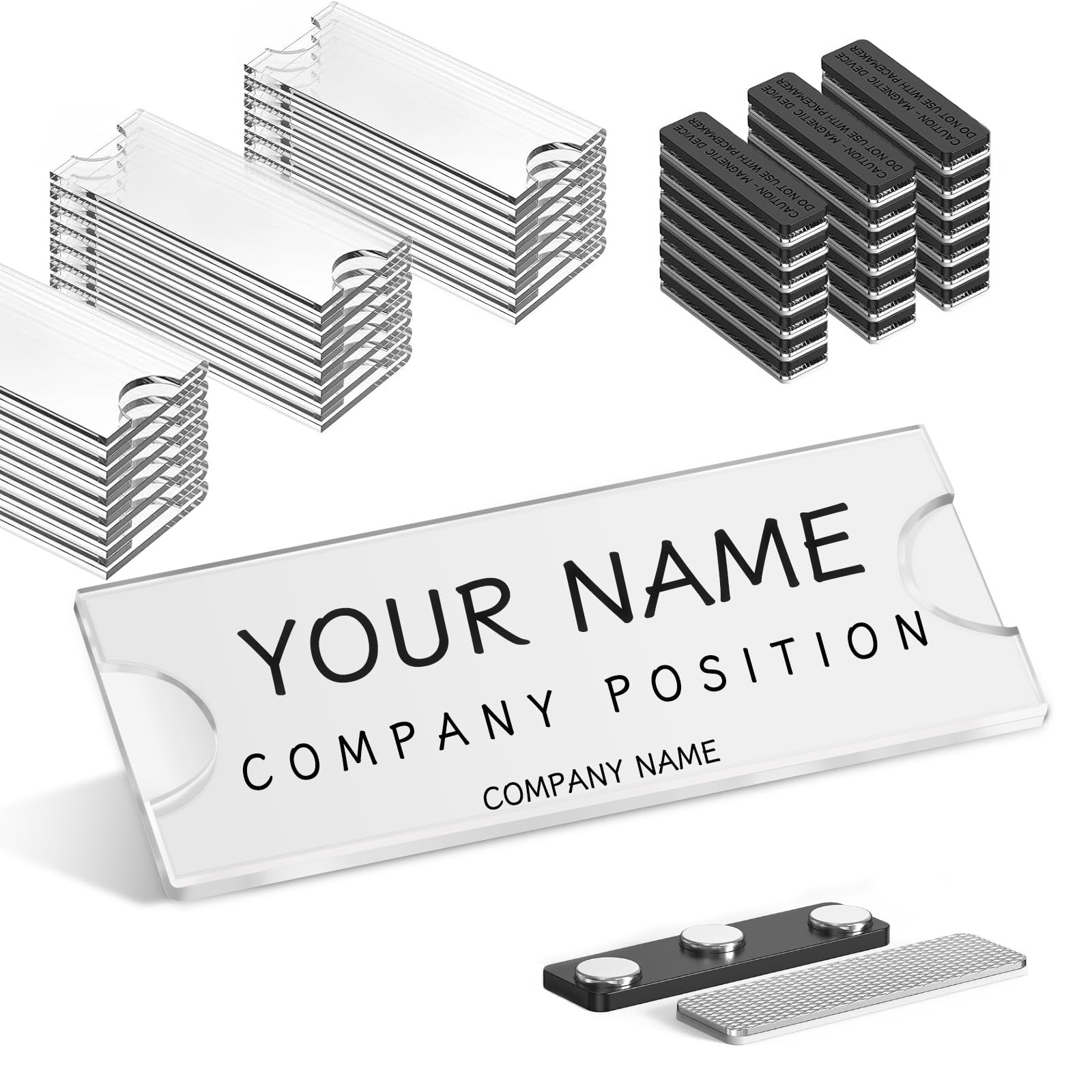 Amazon.com : Magnetic Name Badge Set, 15 Pack Clear Acrylic Magnetic ...