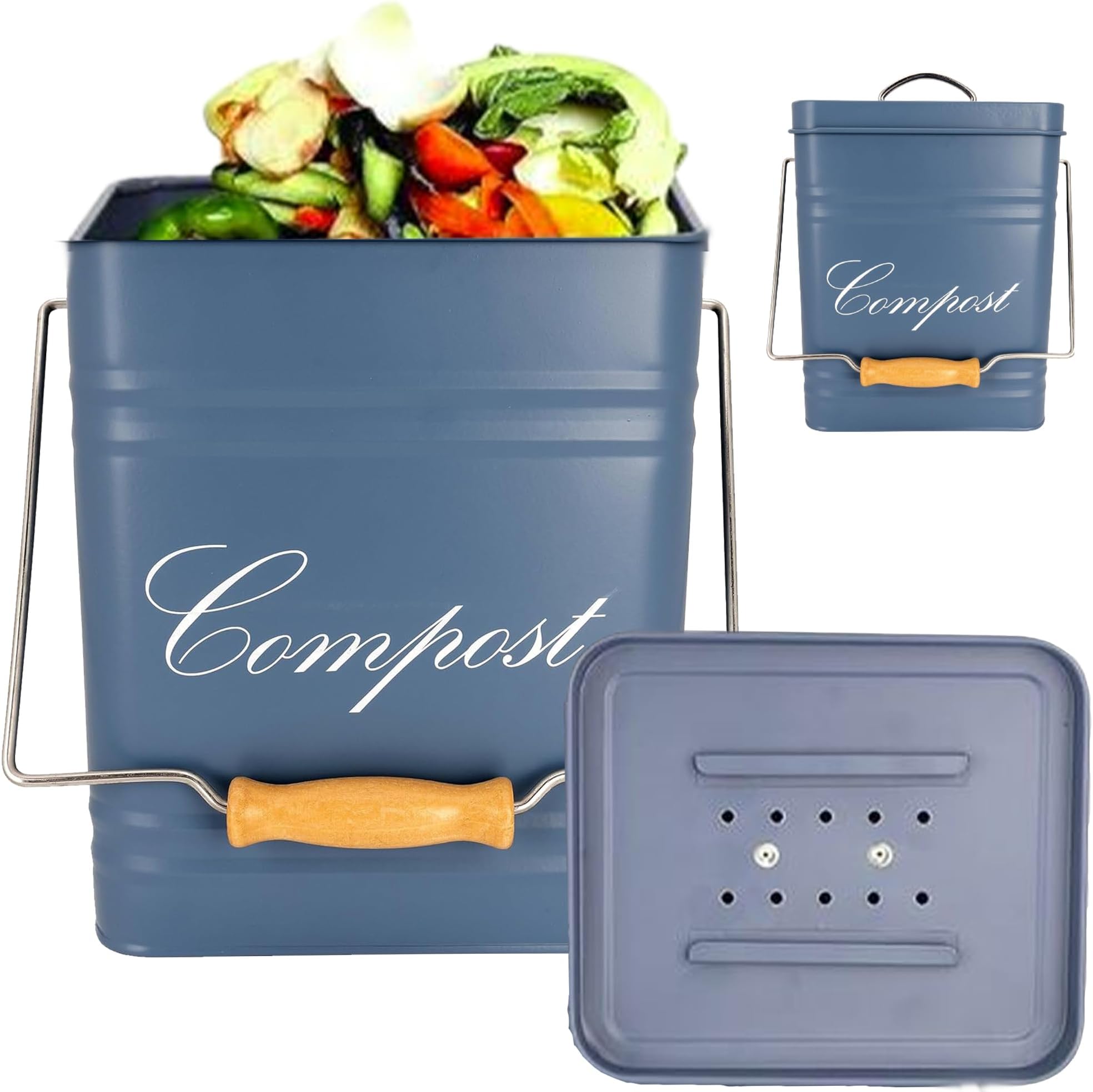 Amazon.com : Countertop Compost Bin for Kitchen - Rustic Farmhouse ...