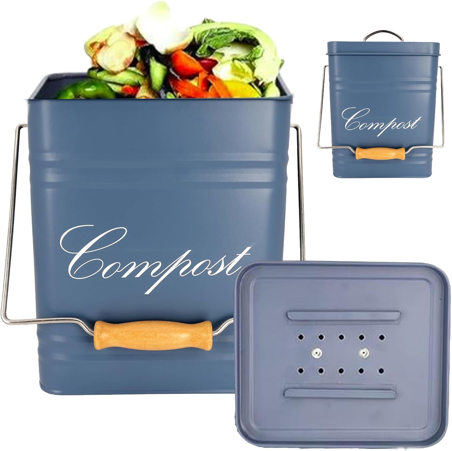Amazon.com : Countertop Compost Bin for Kitchen - Rustic Farmhouse ...