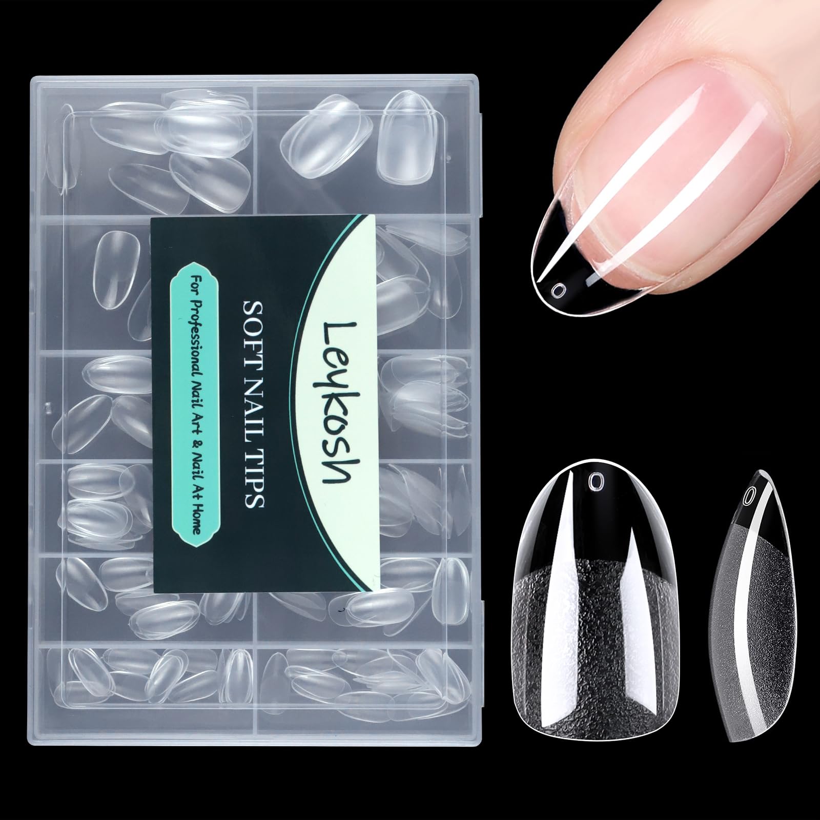 Amazon.com: Medium Round Oval Nail Tips, 216pcs Acrylic Fake Nails Soft ...