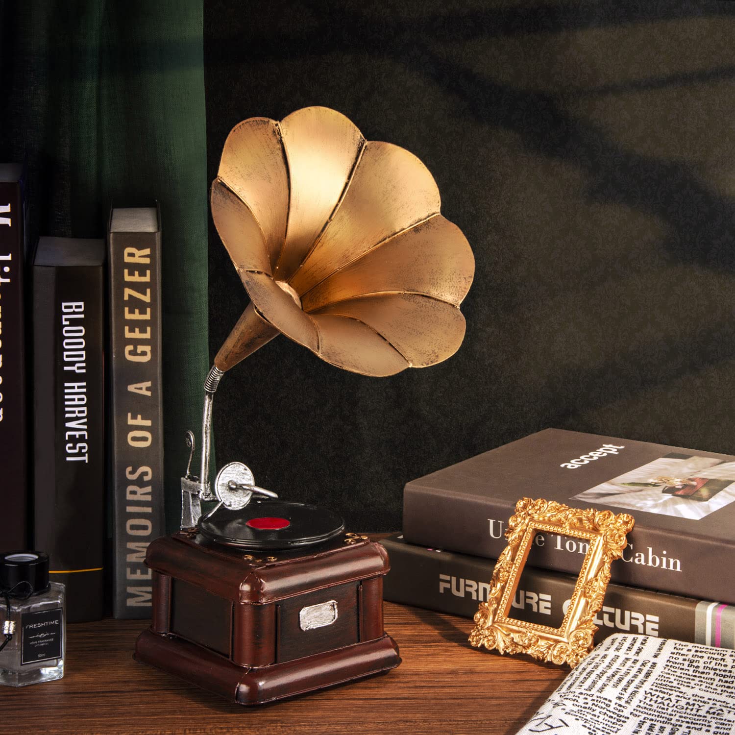 Buy Facmogu Vintage Metal Phonograph Craft, Classic Retro Record Player ...