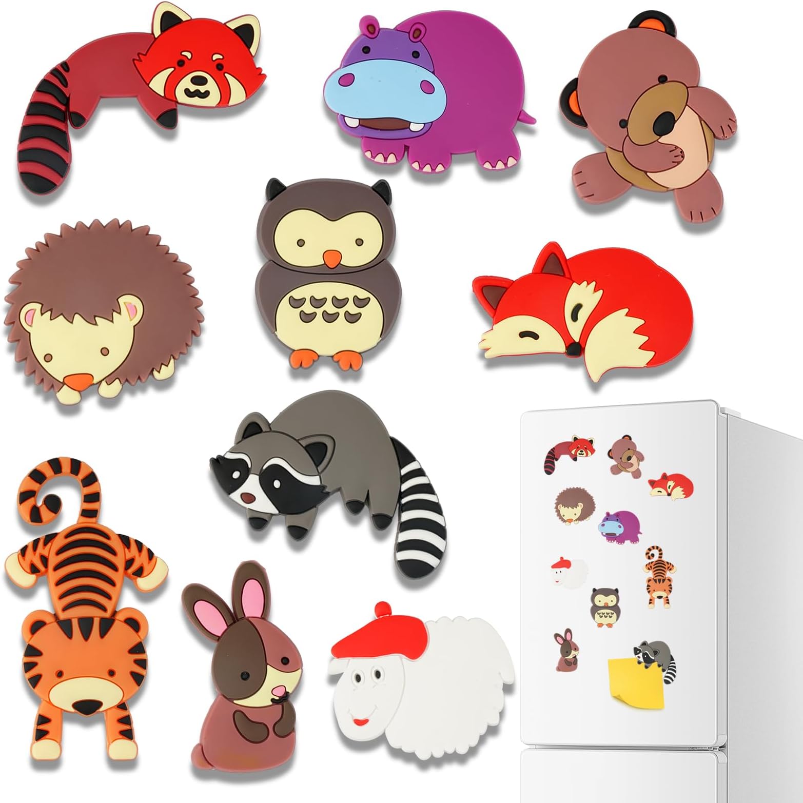 10 Pièces Aimants Frigo 3D Animaux Aimantés, Aimant Frigo Decoratif ...