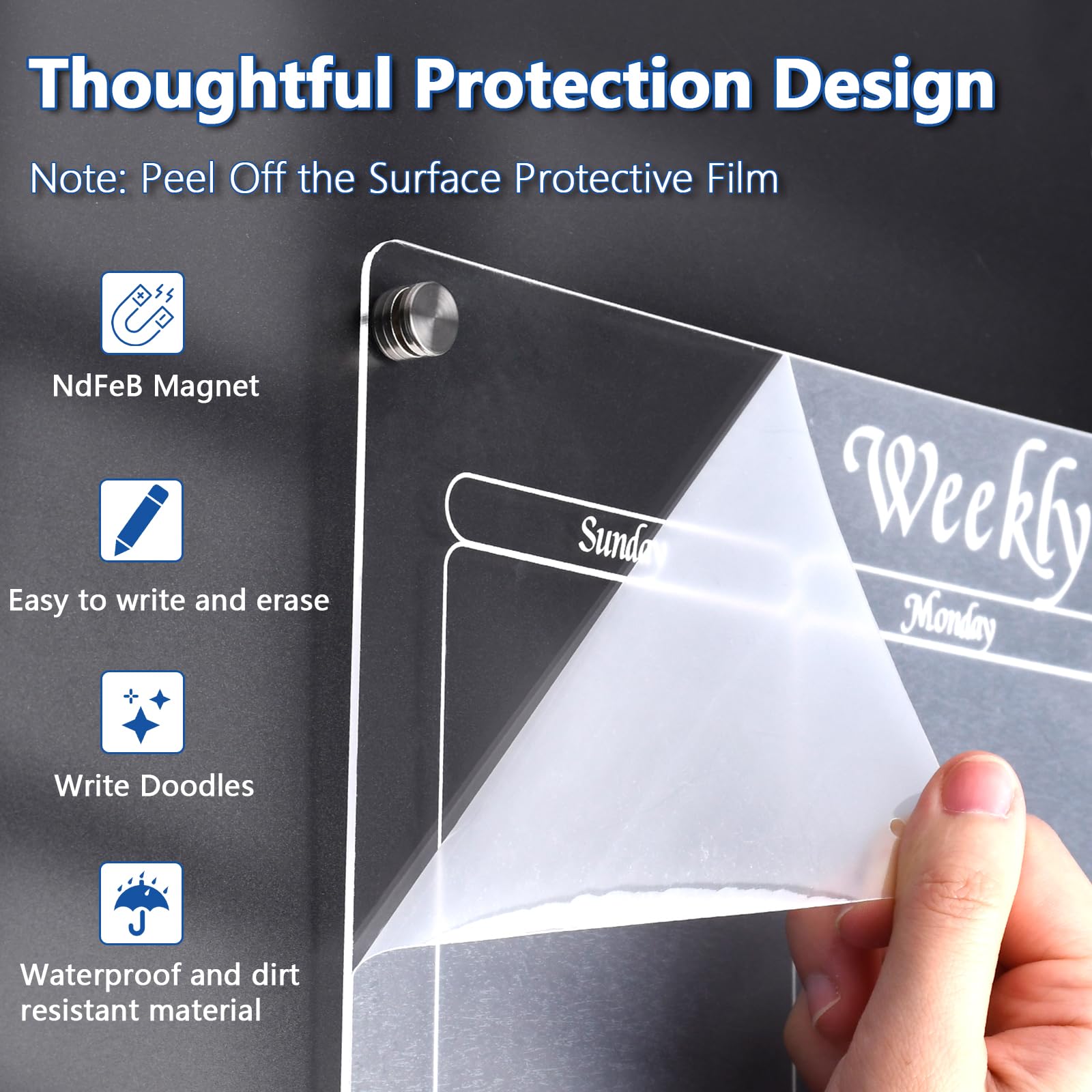 Snapklik.com : Acrylic Magnetic Dry Erase Board For Fridge, Magnetic ...