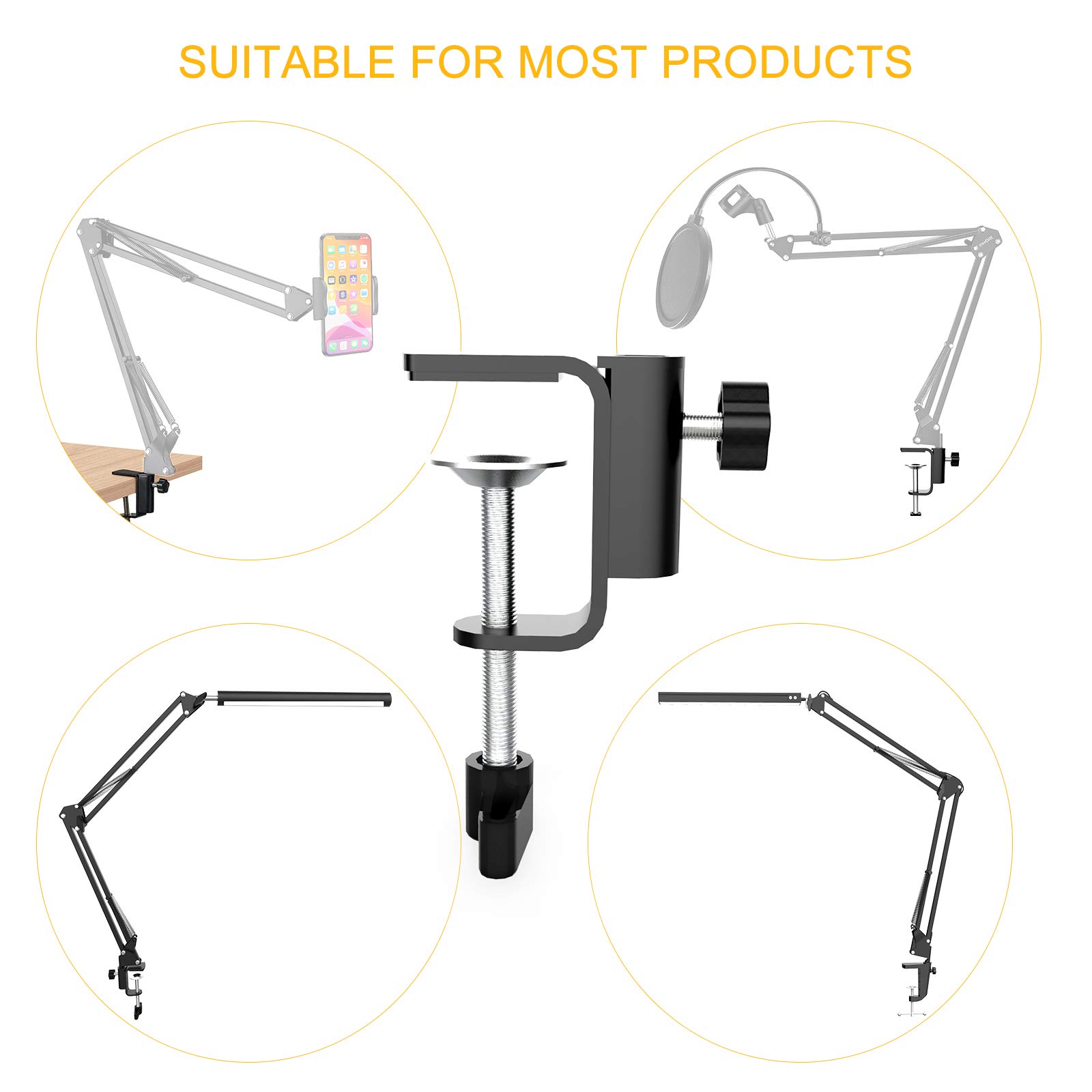 Snapklik.com : Replacement Aluminum Alloy C-Clamp Desk Light Clamp ...