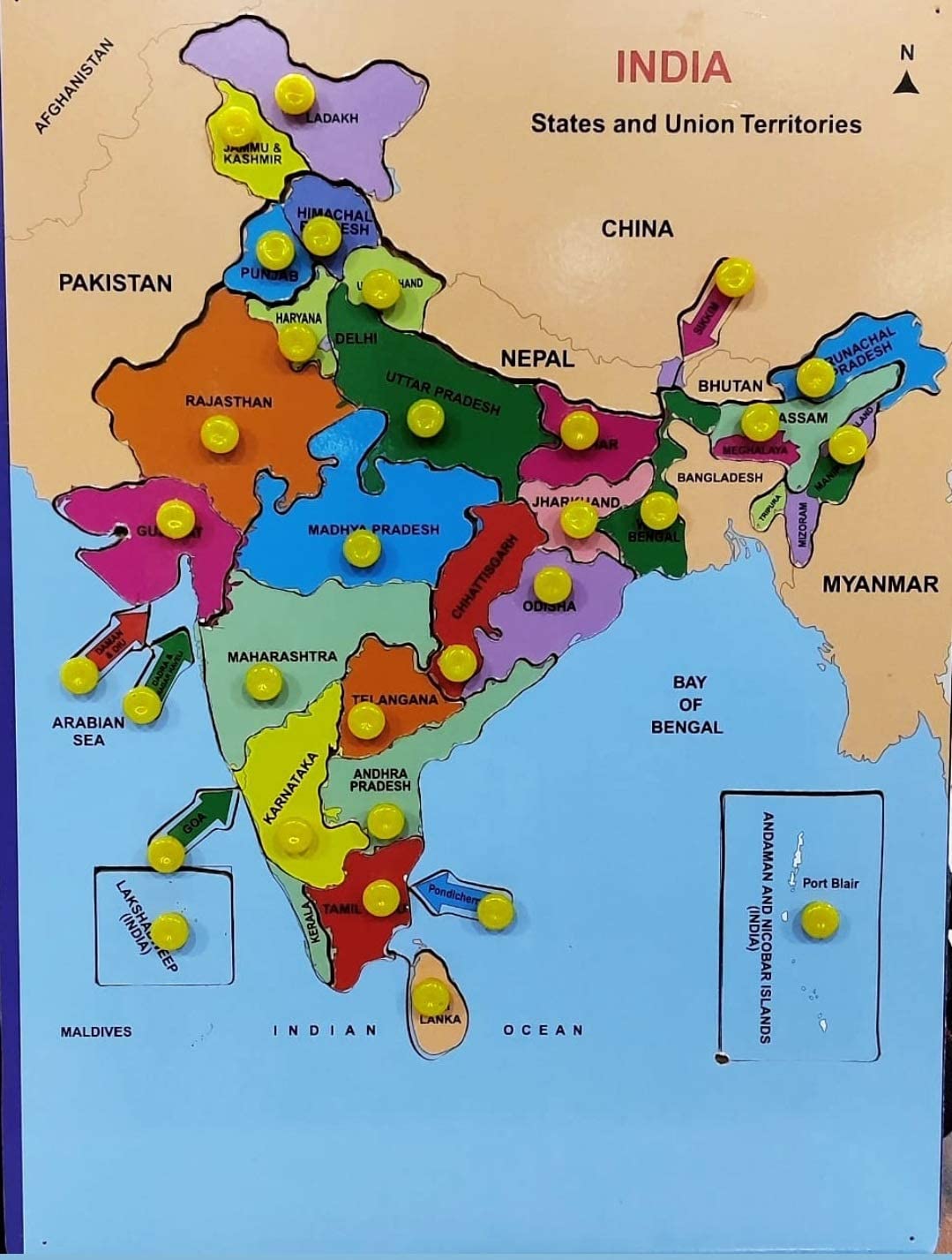 Buy Fun4You Educational Wooden India Map Board with States & Union ...