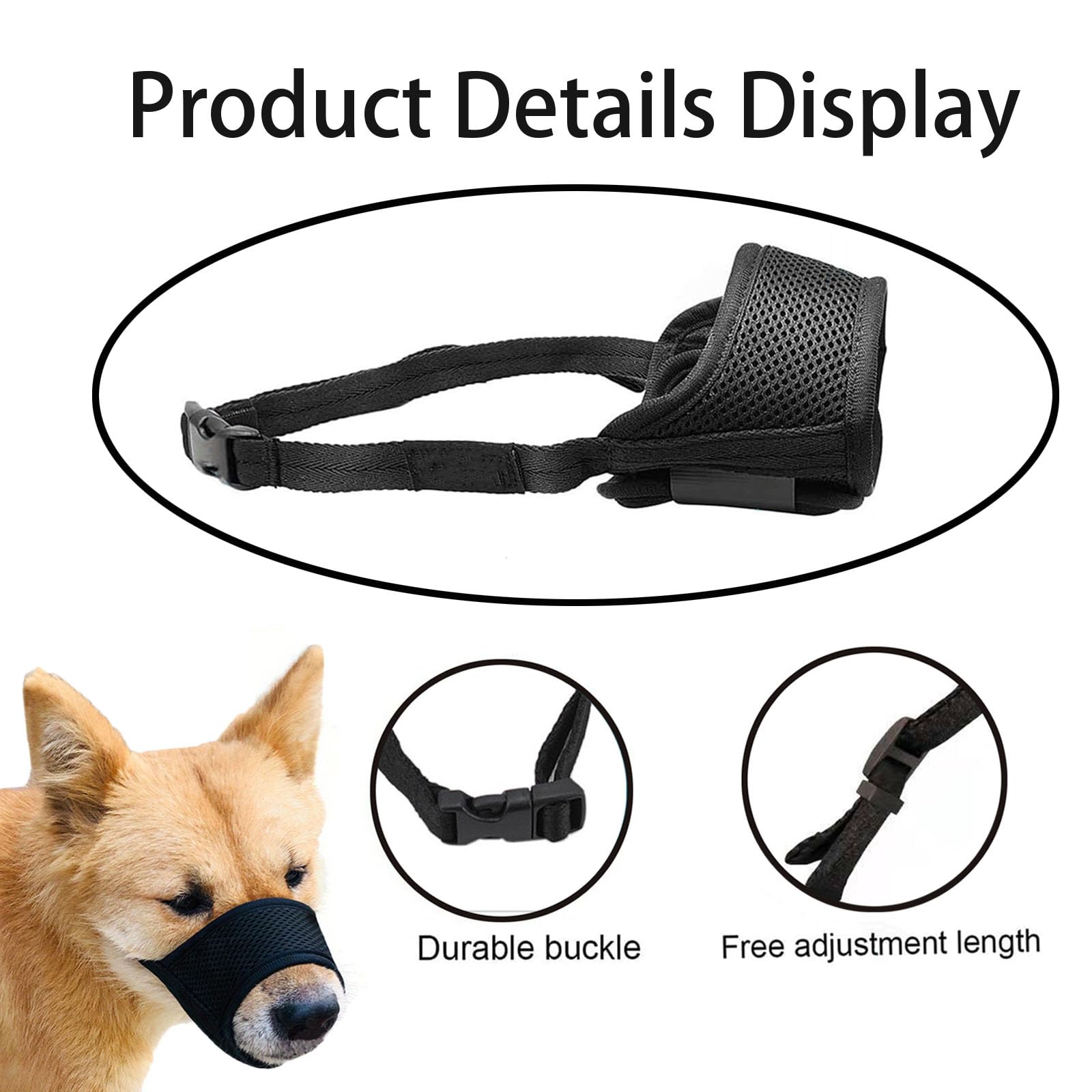 1Pcs Dog Muzzle, Adjustable Loop and Soft Pad Dog Muzzle, Breathable ...