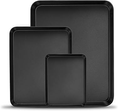 Non-Stick Baking Trays, Homikit Carbon Steel Sheet Pan Set of 3 ...