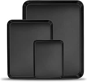 Non-Stick Baking Trays, Homikit Carbon Steel Sheet Pan Set of 3 ...