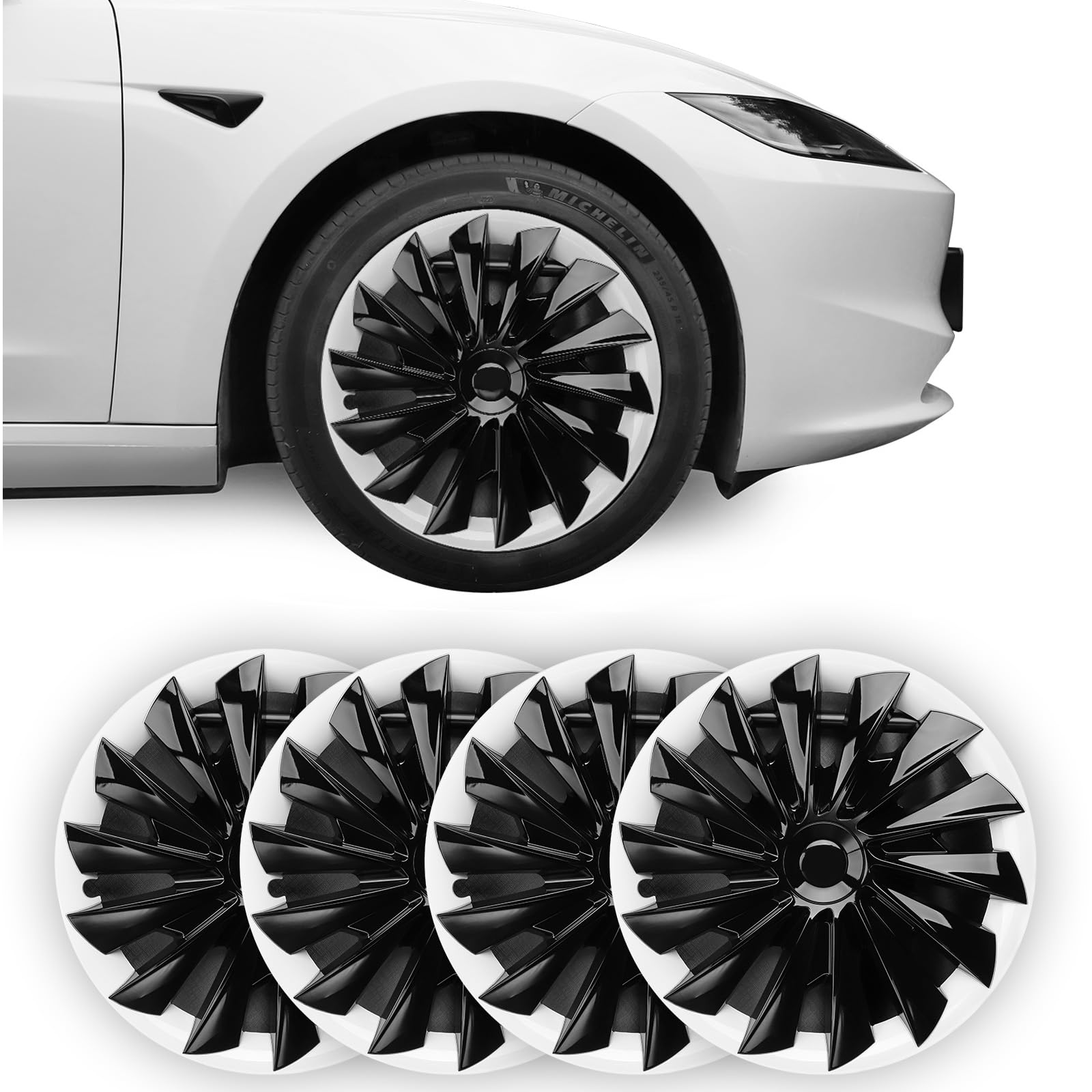 Amazon.com: BASENOR 2024 4PCS Tesla Model 3 Wheel Covers Hubcap 18 Inch ...