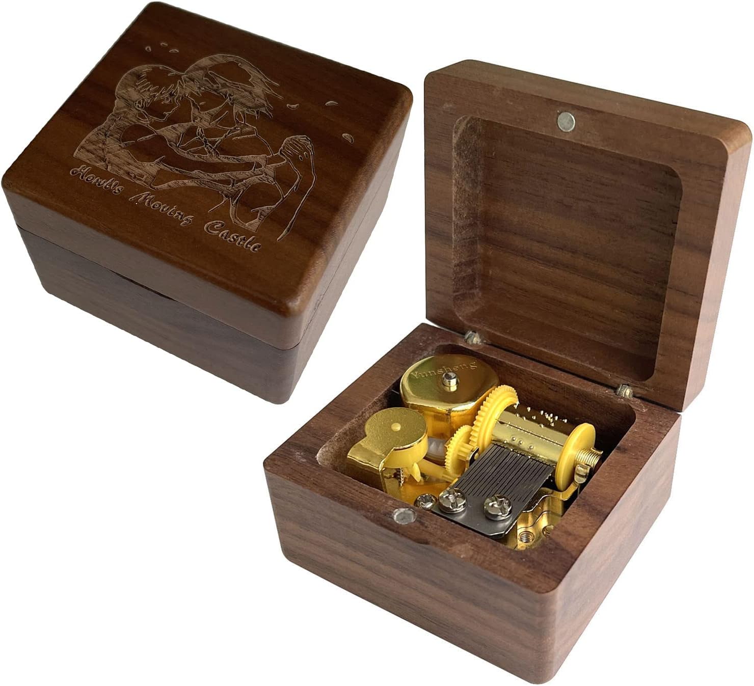 Amazon.com: Pursuestar Vintage Luxury Walnut Wood Carved Mechanism Gold ...