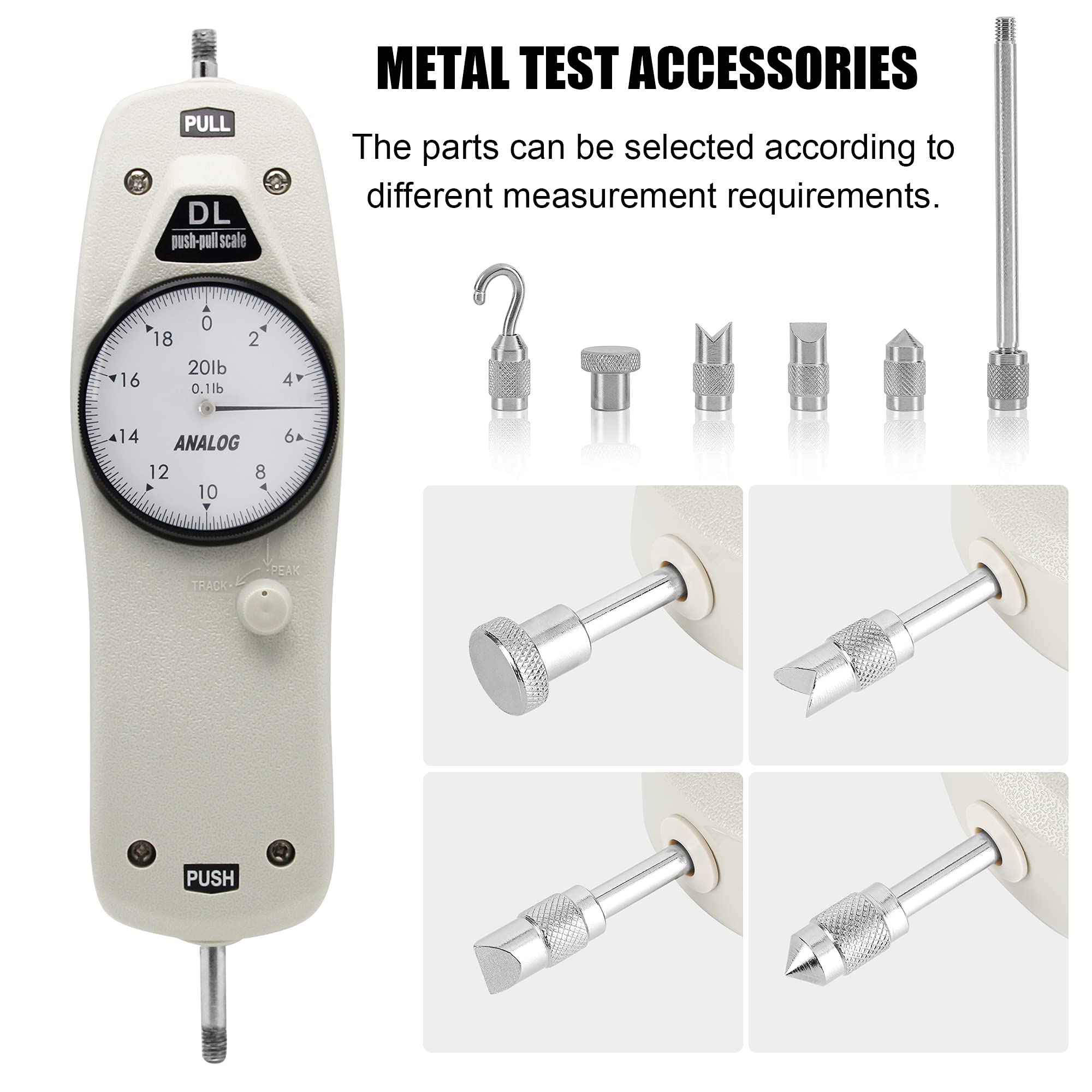 Buy BAOSHISHAN 20lb Push Pull Force Gauge Force Tester Meter with ...