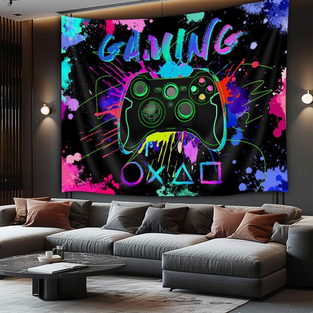 Amazon.com: JAWO Gaming Tapestry, Cool Funny Game Room Wall Decor for ...