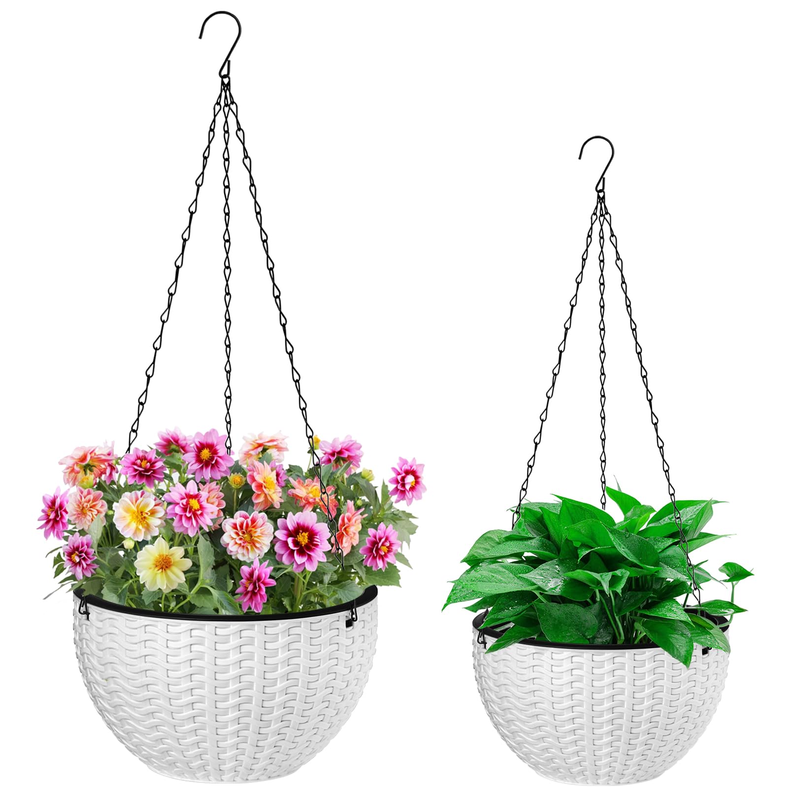Amazon.com: Foraineam 2-Pack Dual-pots Design Hanging Basket Planters ...