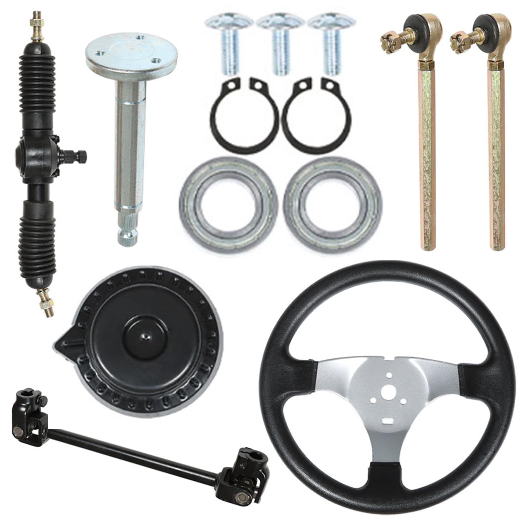 Amazon.com: munirater 300mm Steering Wheel Steel Kit 320mm Gear Rack ...