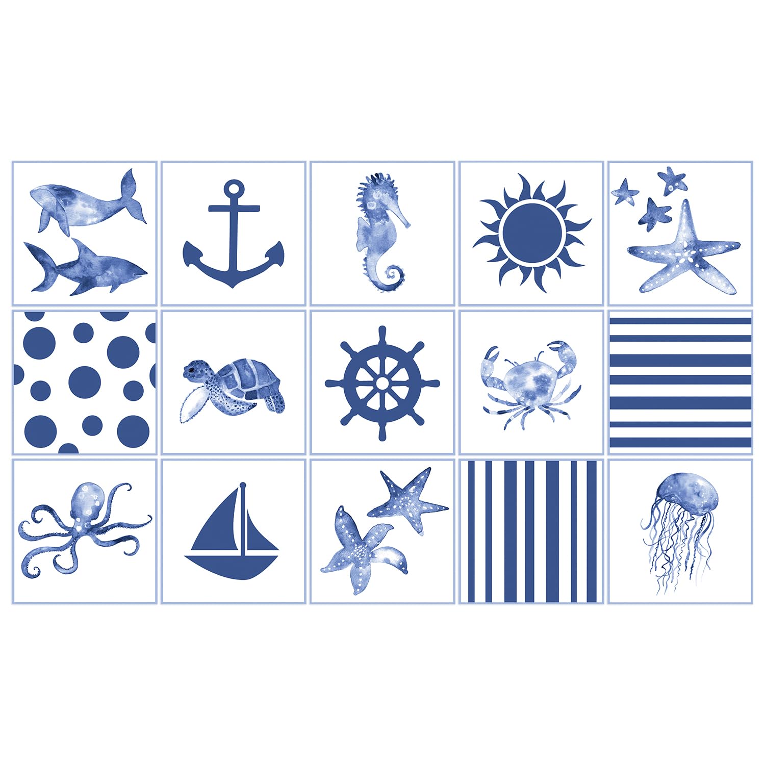 Ulticool Sticker Waterproof Sticker Tiles - Fish Sea Aquarium Shell ...