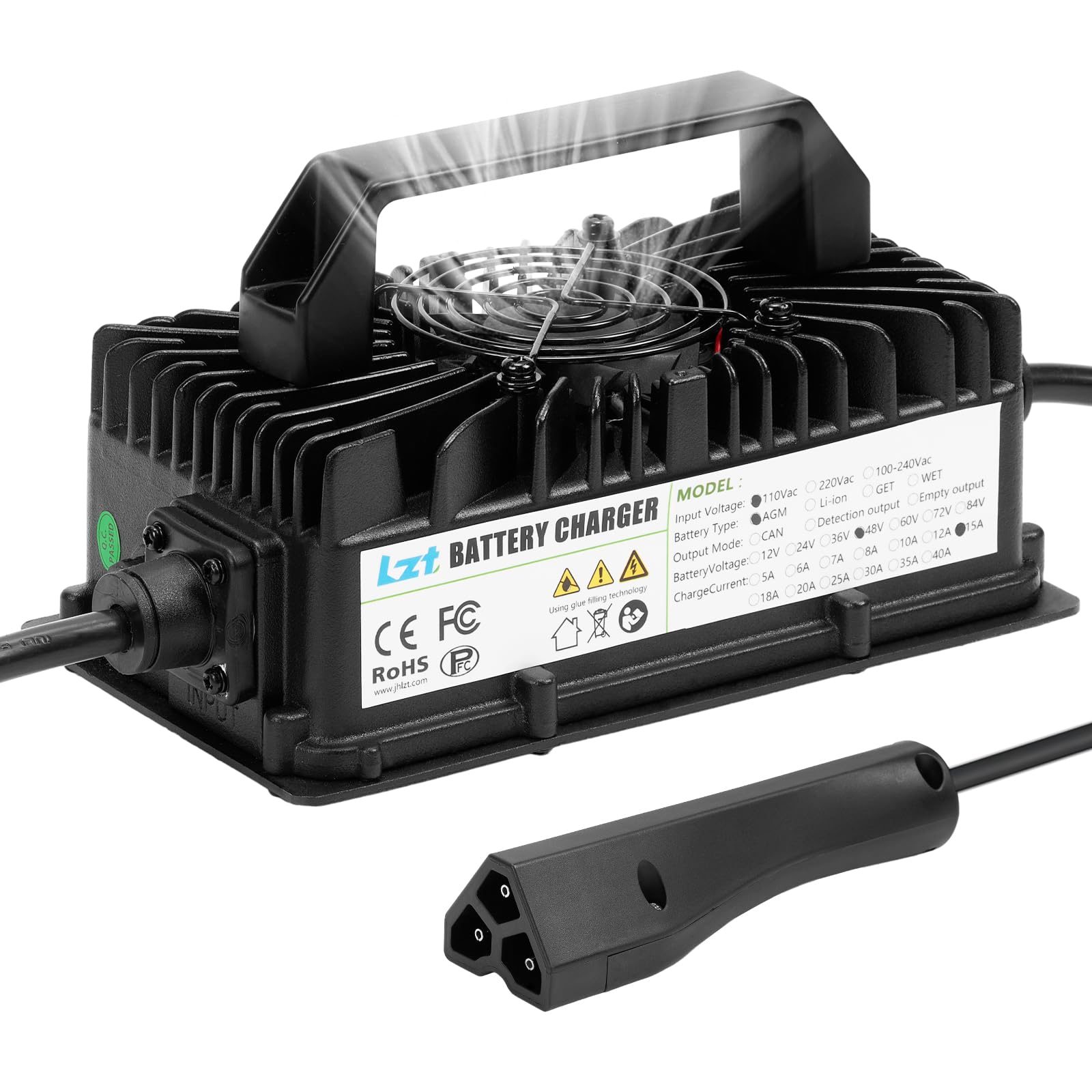 Blogole EZGO RXV/TXT Golf Cart Battery Charger, 3-Pin Triangle Style ...