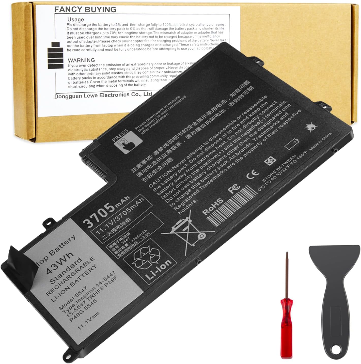 Amazon.com: TRHFF 01V2F 1V2F6 11.1V 43Wh Battery Compatible with Dell ...