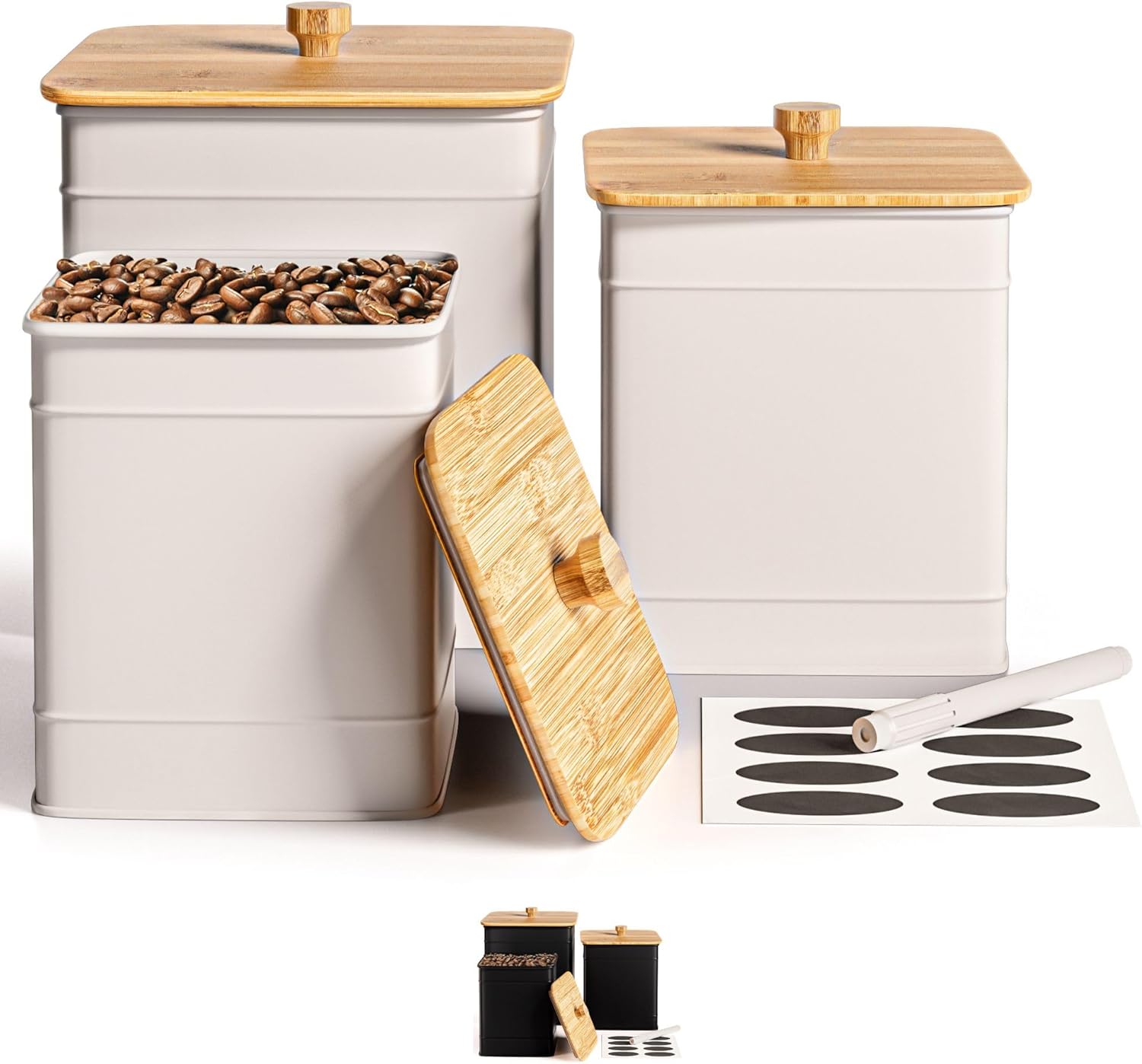 Amazon.com: Kitchen Canisters for Countertop Set of 3 with Customizable ...