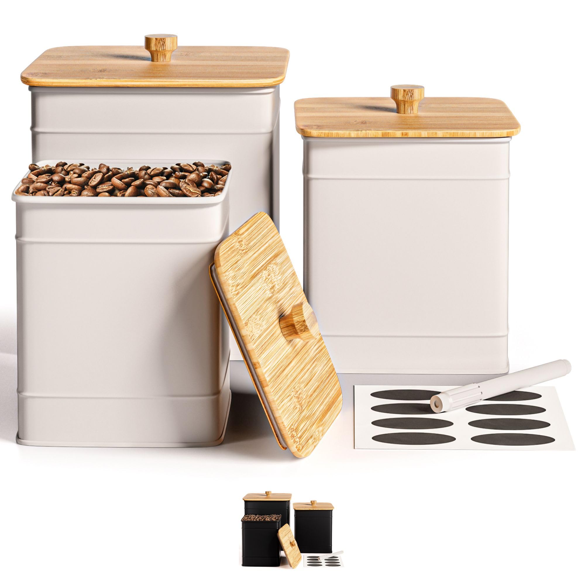 Amazon.com: Kitchen Canisters for Countertop Set of 3 with Customizable ...