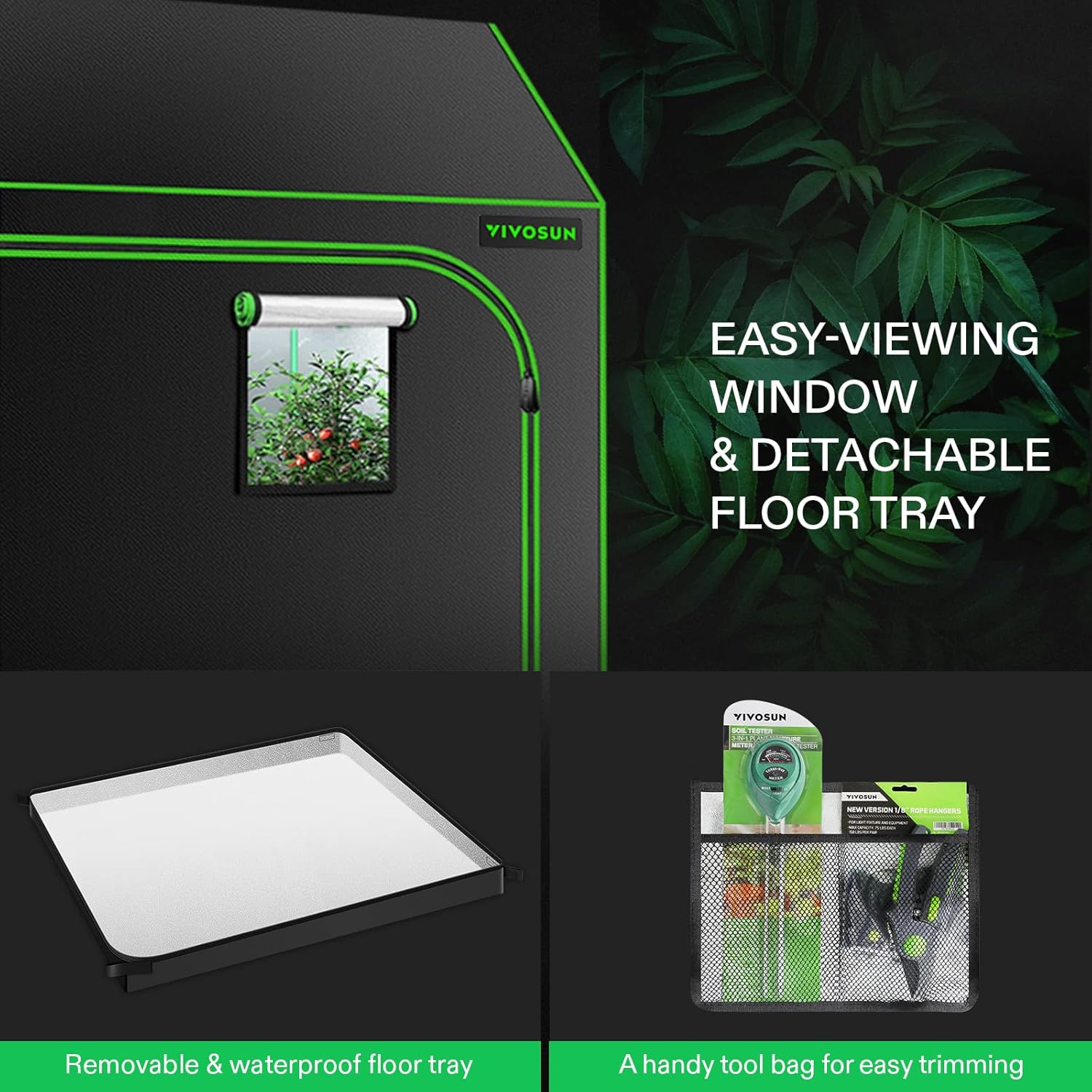 Buy VIVOSUN 4x8 Grow Tent, 96x48x72 Roof Cube Tent with Observation ...