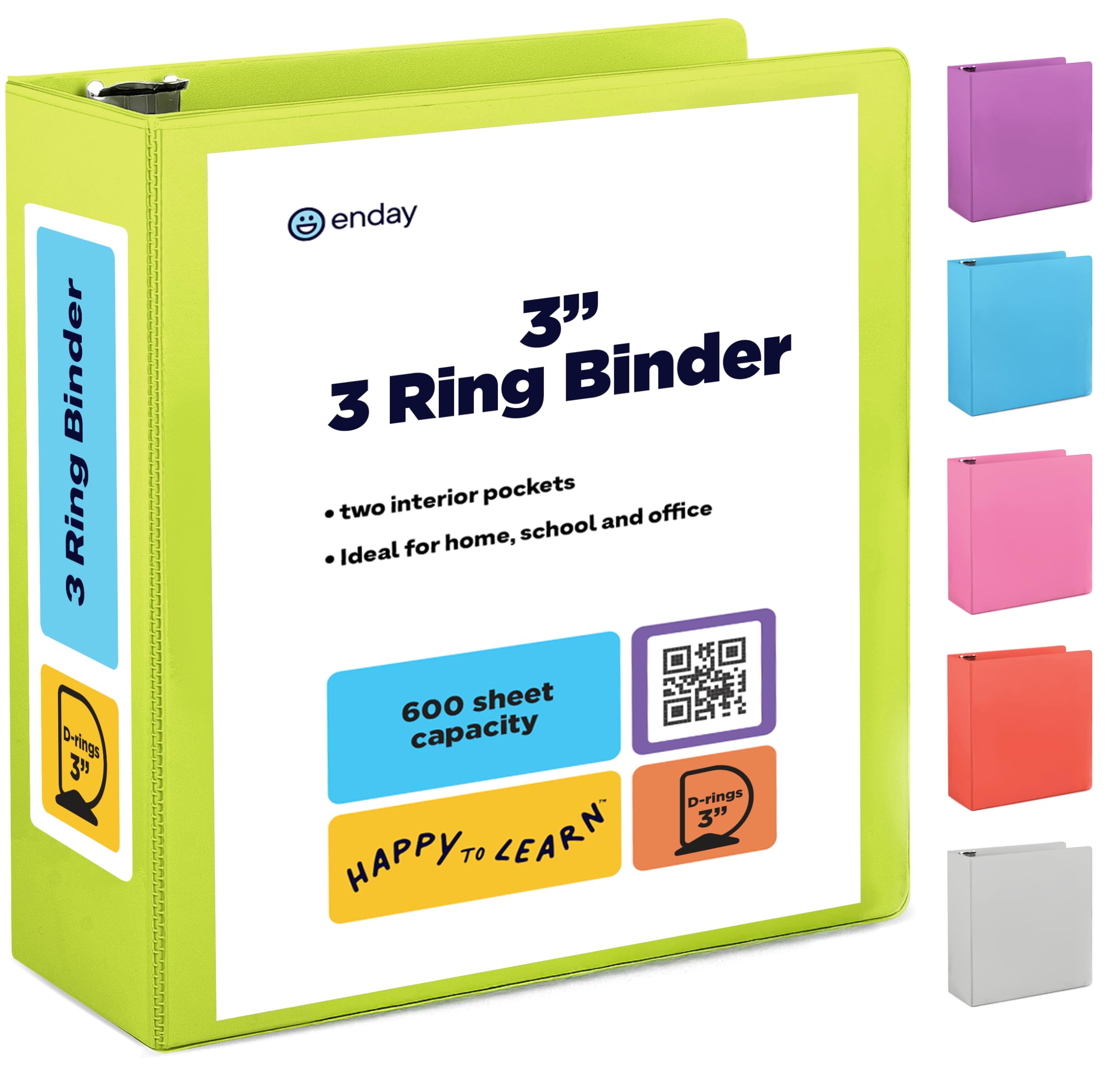 Amazon.com : 3 Inch Binder 3 Ring Binders Green, Slant D-Ring 3” Clear ...