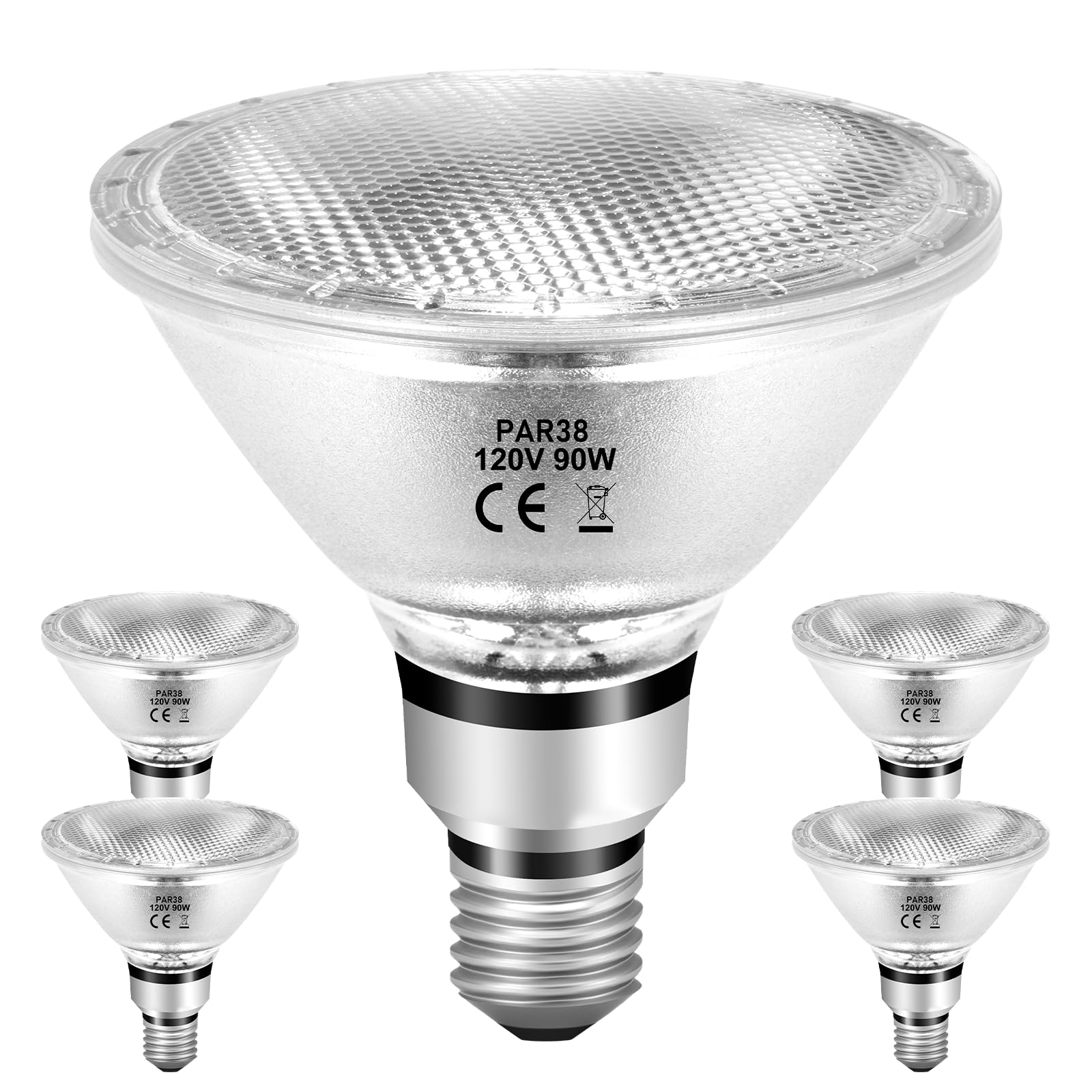 ZazaFi PAR38 Flood Llight Bulbs, 4 Pack High Output PAR38 Halogen Flood ...