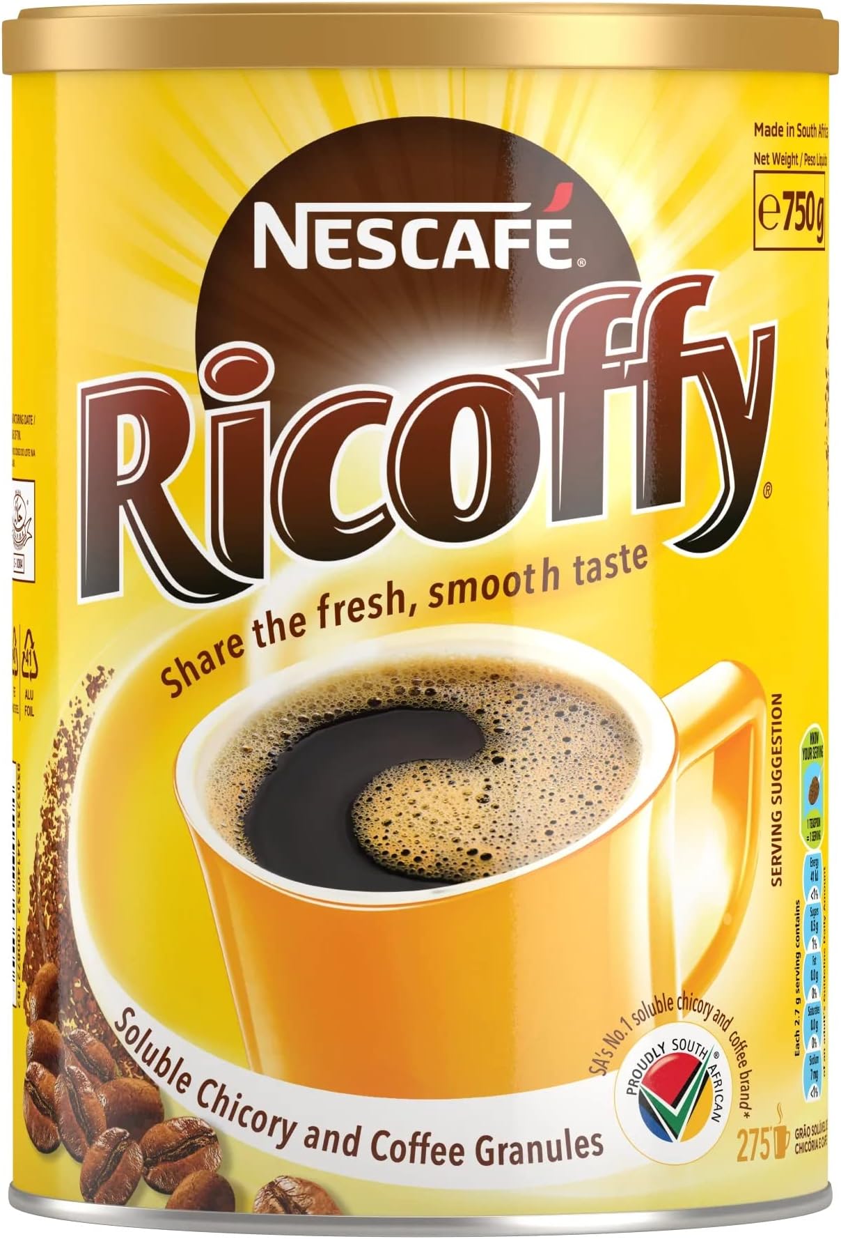 Amazon.com : Chatsworth Goods Ricoffy Instant Coffee, 750g, Tin 26.46 ...
