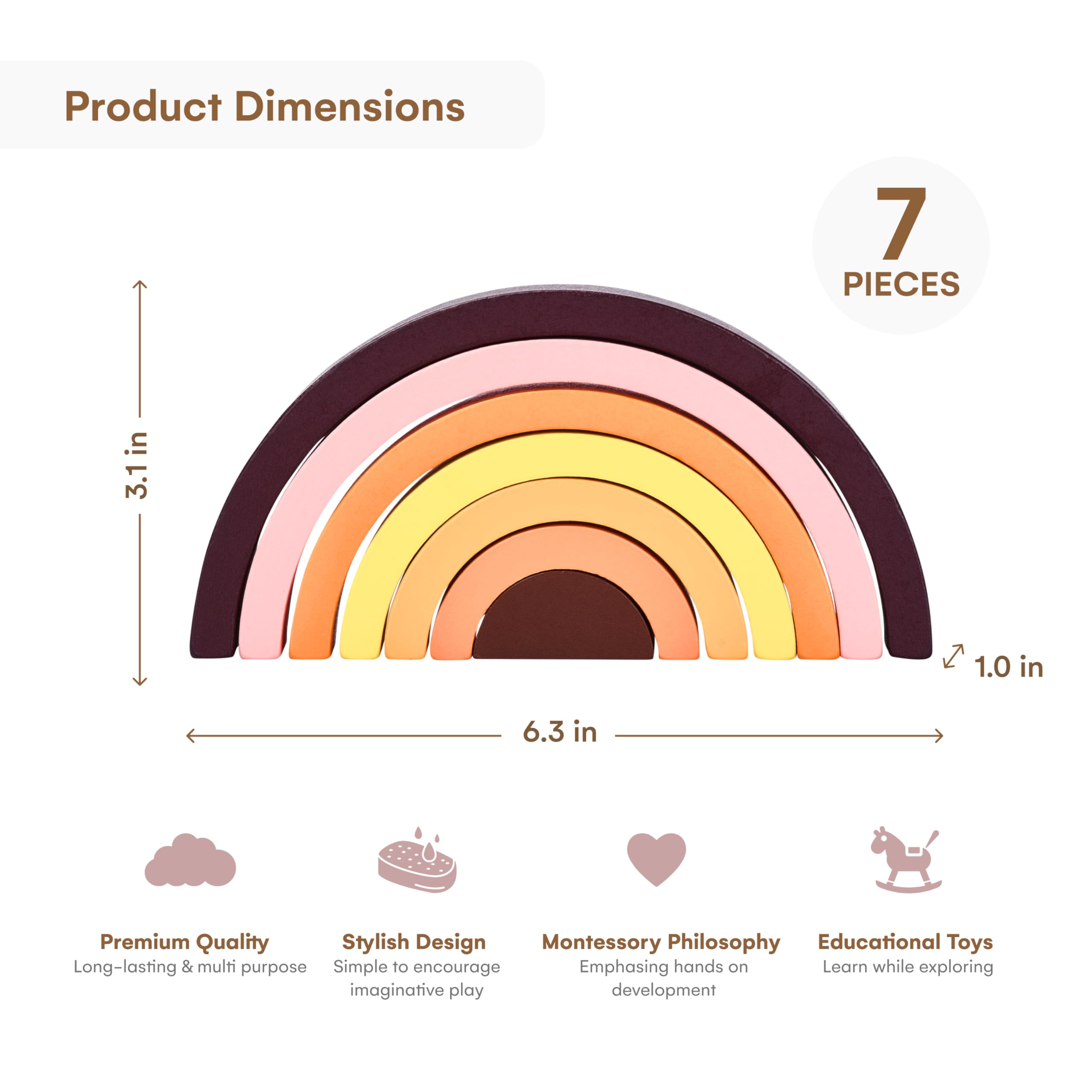 Snapklik.com : CHILDLIKE BEHAVIOR Wooden Rainbow Stacking Toy ...