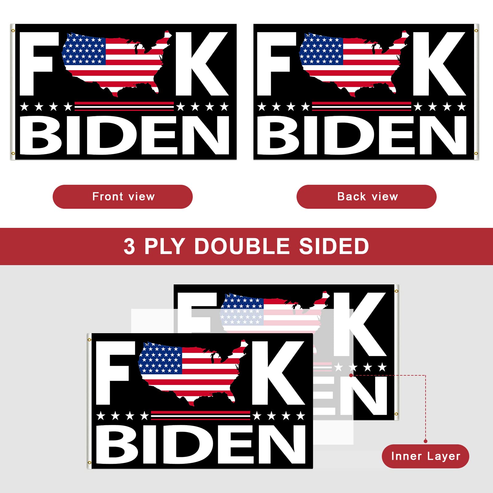 Snapklik.com : BIDEN Flag 3x5 Double Sided 3ply Heavy Duty Funk Biden Flag