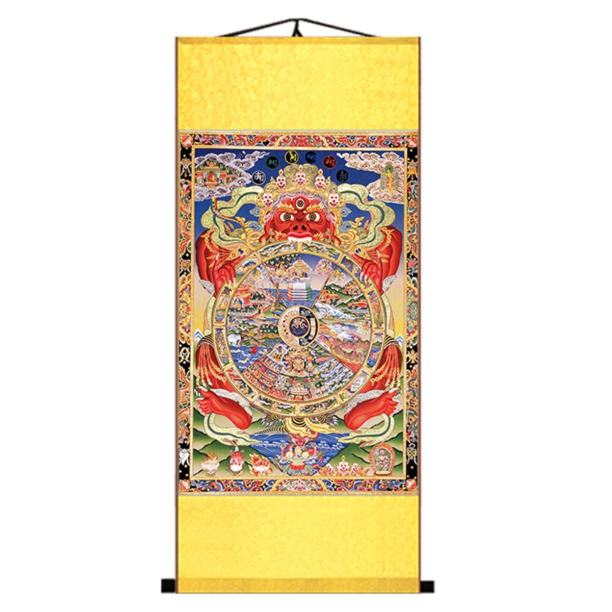 Amazon.com: Zzooi Tibetan Buddhist Culture Art Wall Silk Hanging Thang ...