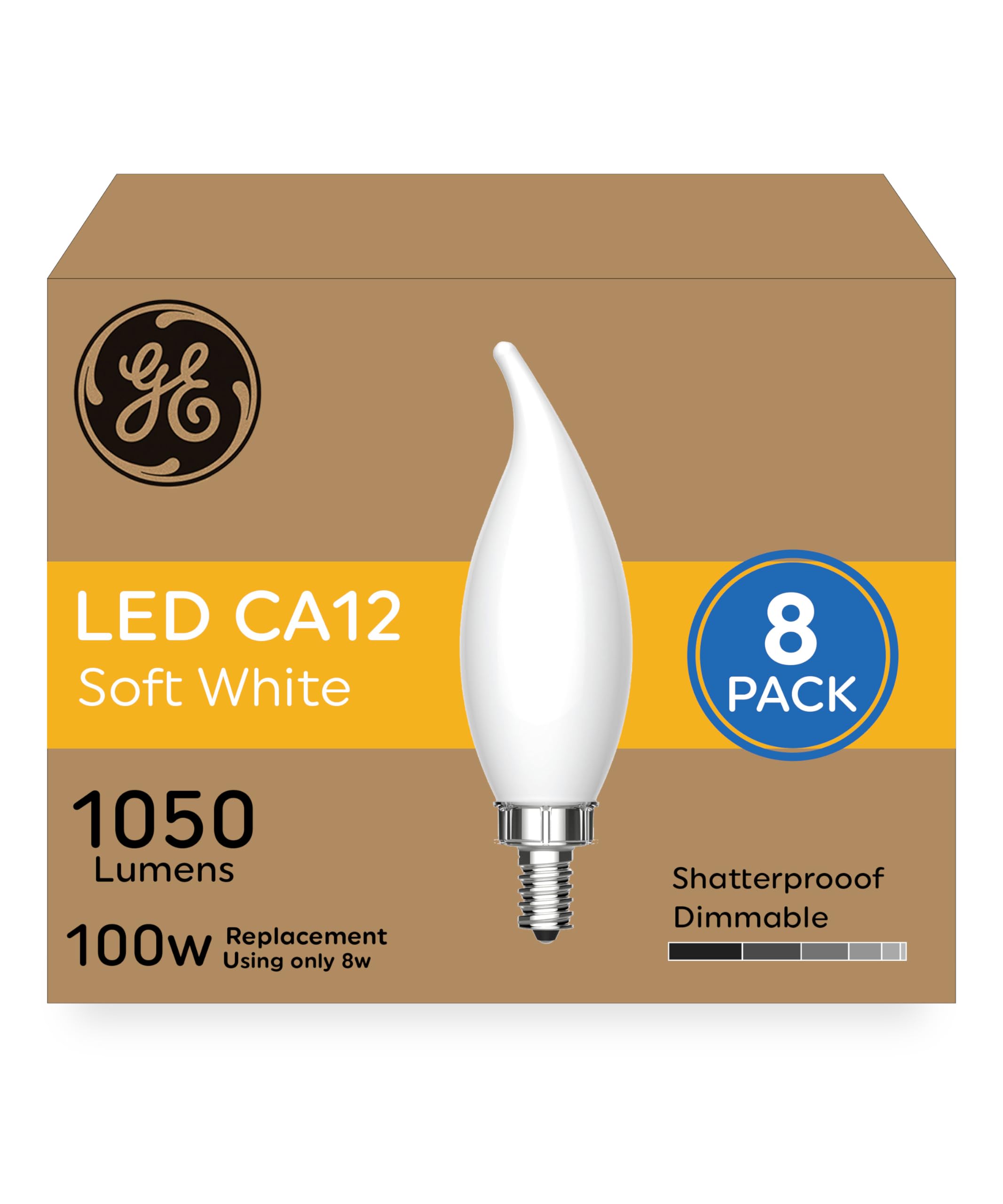 GE Ultra Bright LED Light Bulbs, 100W, Soft White Candle Lights ...