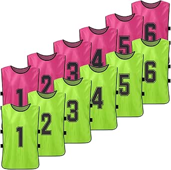 HUIOP Numbered Soccer Jerseys 12 PCS Adults Soccer Pinnies Quick Drying ...