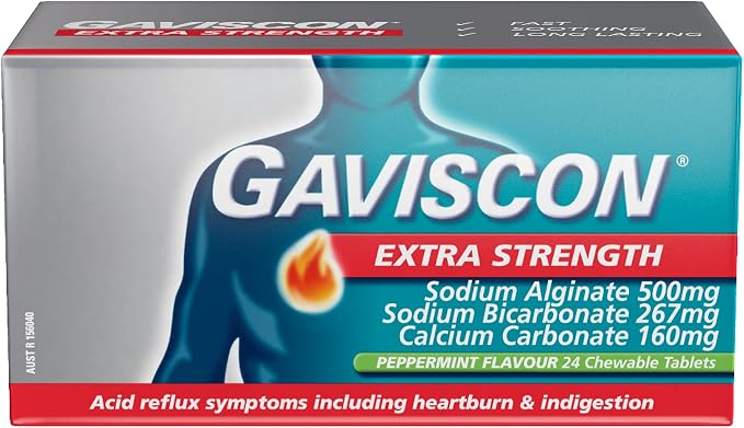 Gaviscon Extra Strength Chewable Tablets Peppermint Heartburn and ...