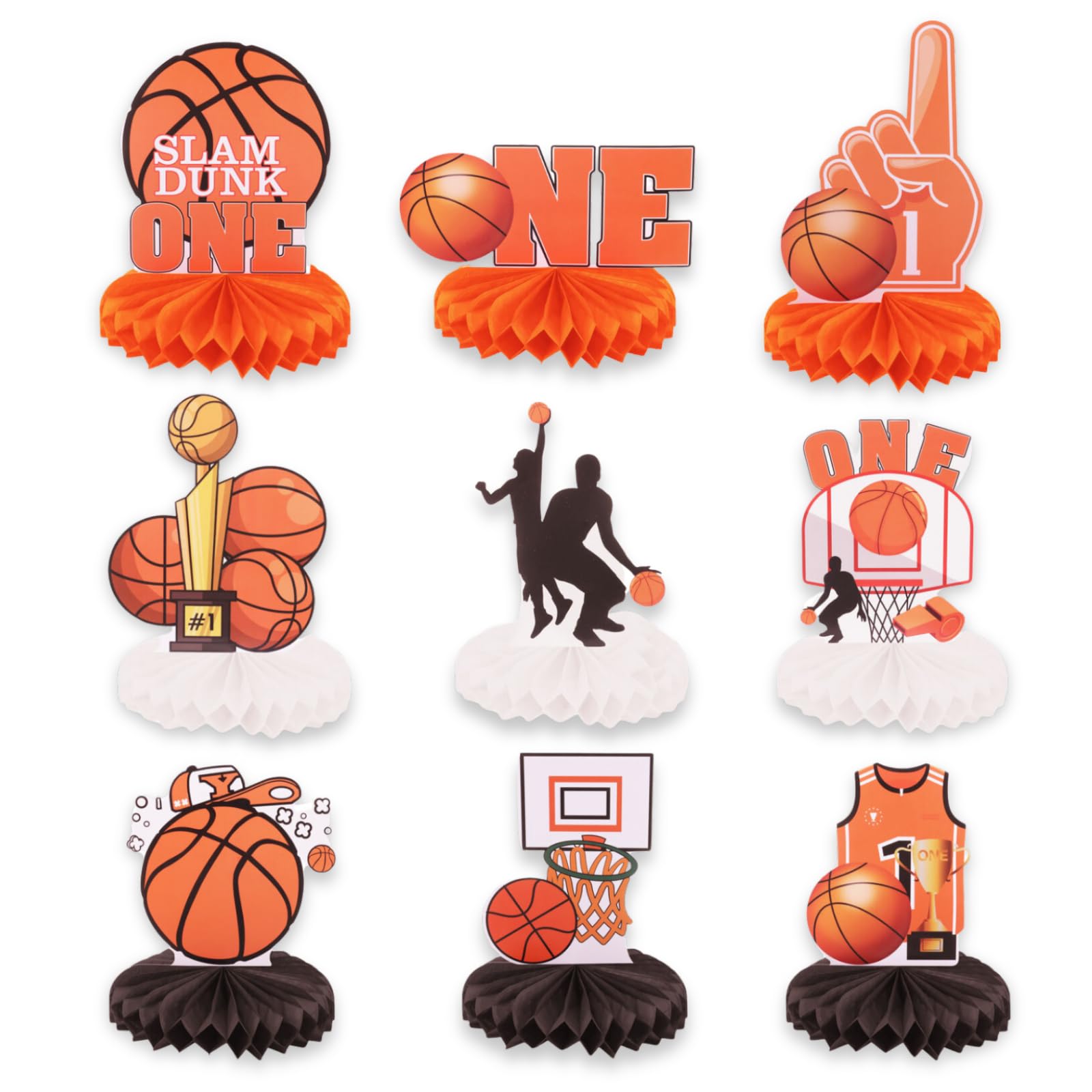 Amazon.com: 9 Pack Basketball Honeycomb Centerpieces First Birthday ...