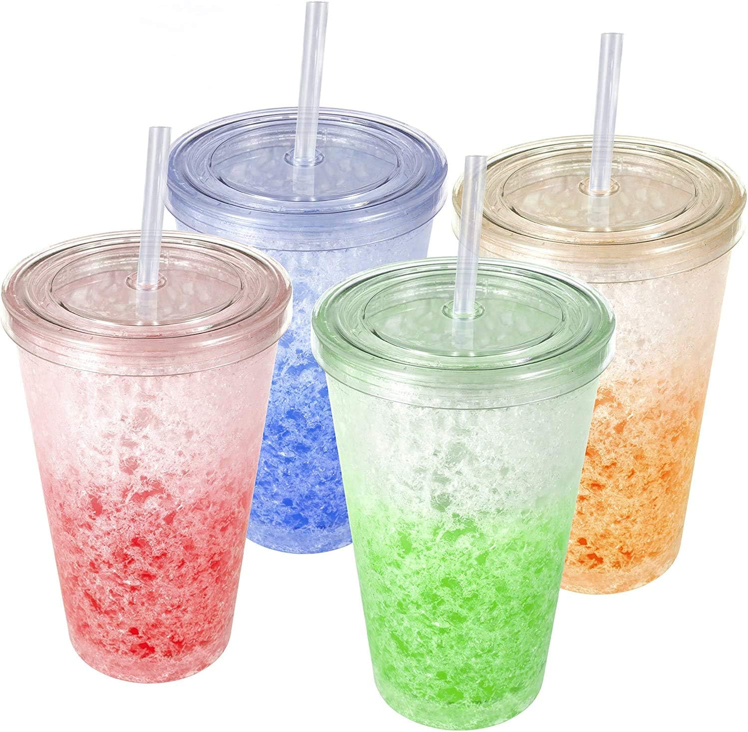 Amazon.com: Patiomos Freezer Ice Mugs Drinking Glasses Double Wall Gel ...