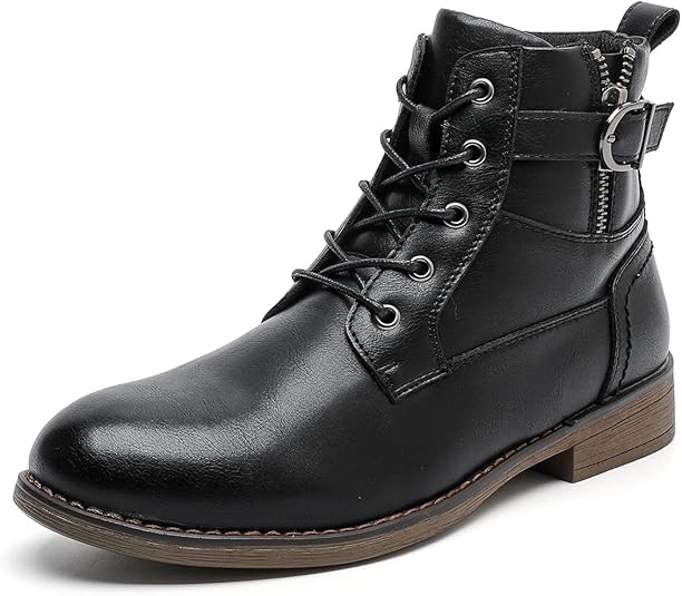 Amazon.com | MEMON Women's Fashion Ankle Booties Side Zipper Lace up ...