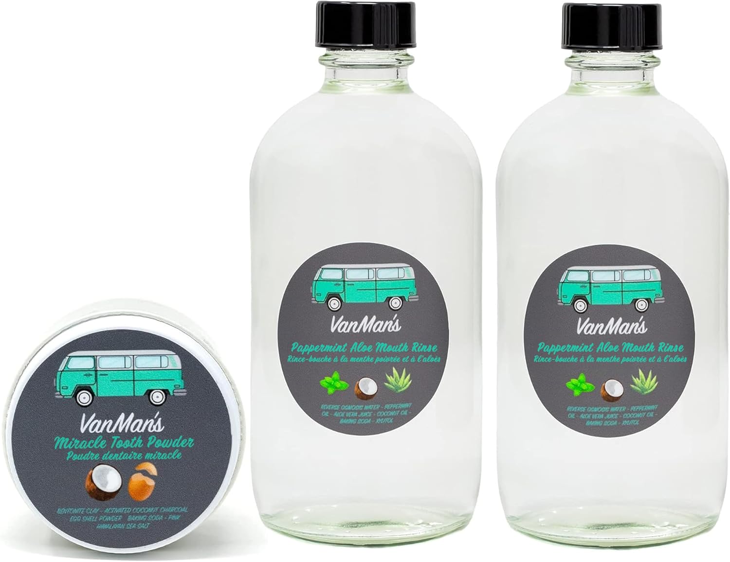 Amazon.com: Vanman's Oral Mouth Care Kit (2 oz Tooth Powder + TWO 8oz ...