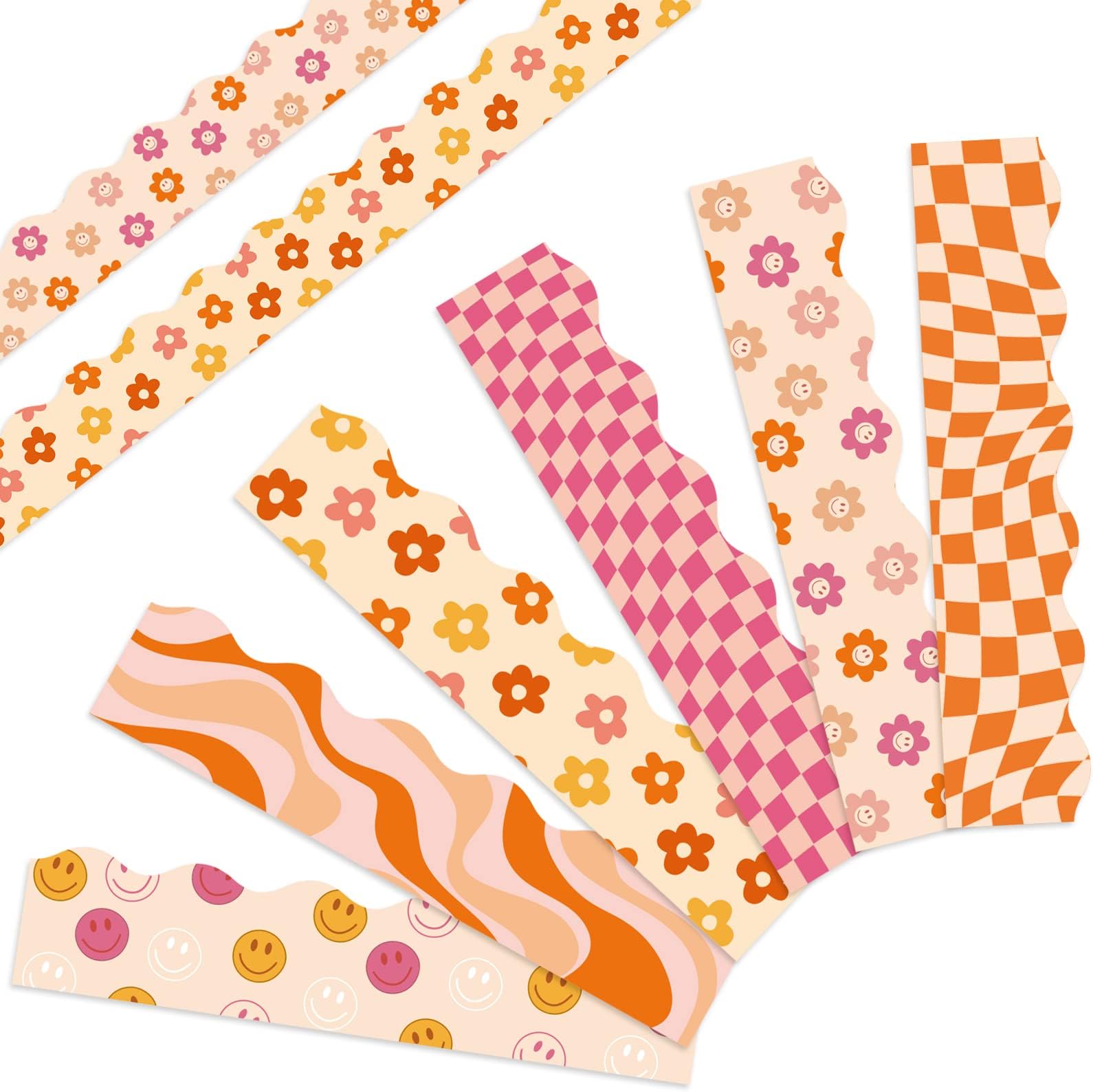 Amazon.com: Whaline 82Ft Boho Bulletin Board Borders Retro Groovy 70s ...