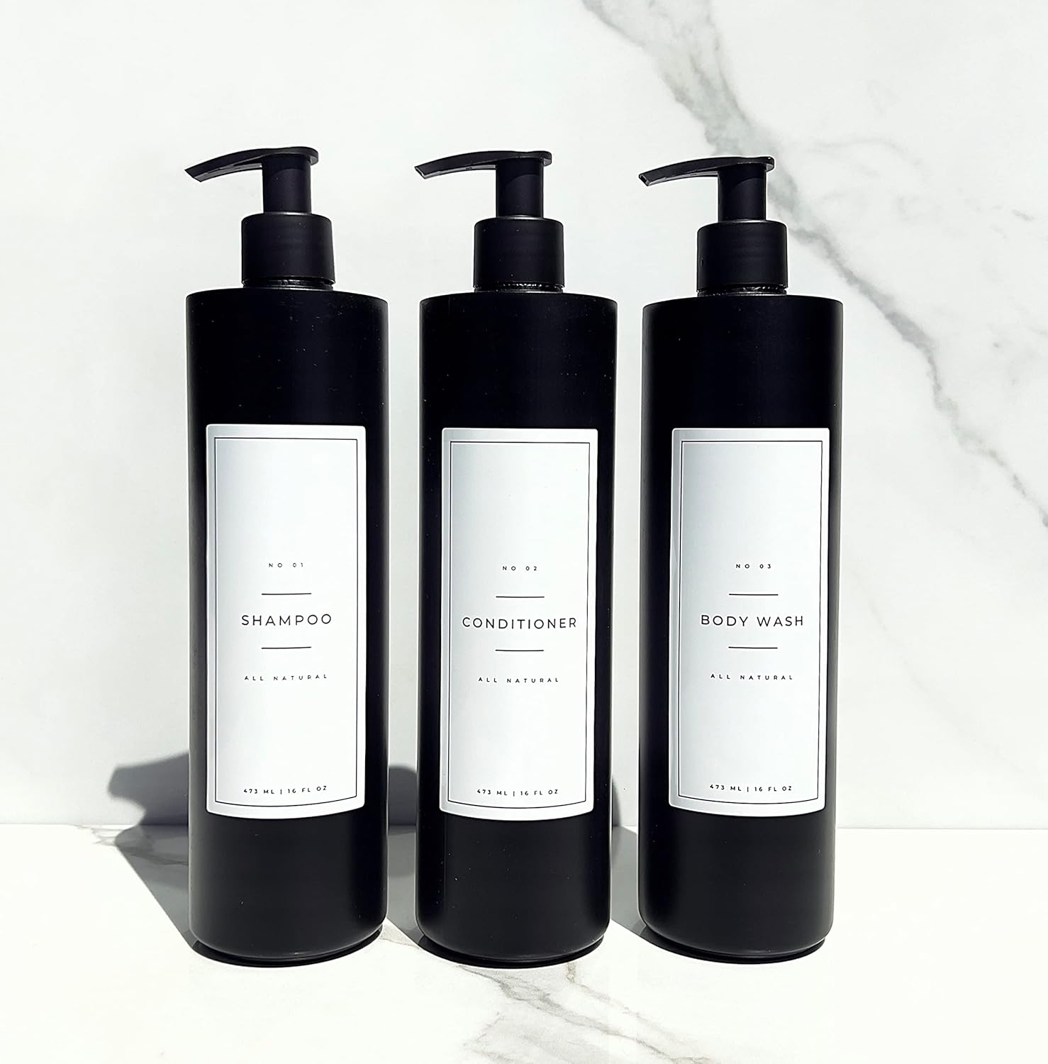 Amazon.com: Altr Haus 3Pc Shower Set Matte Black | Black Refillable ...